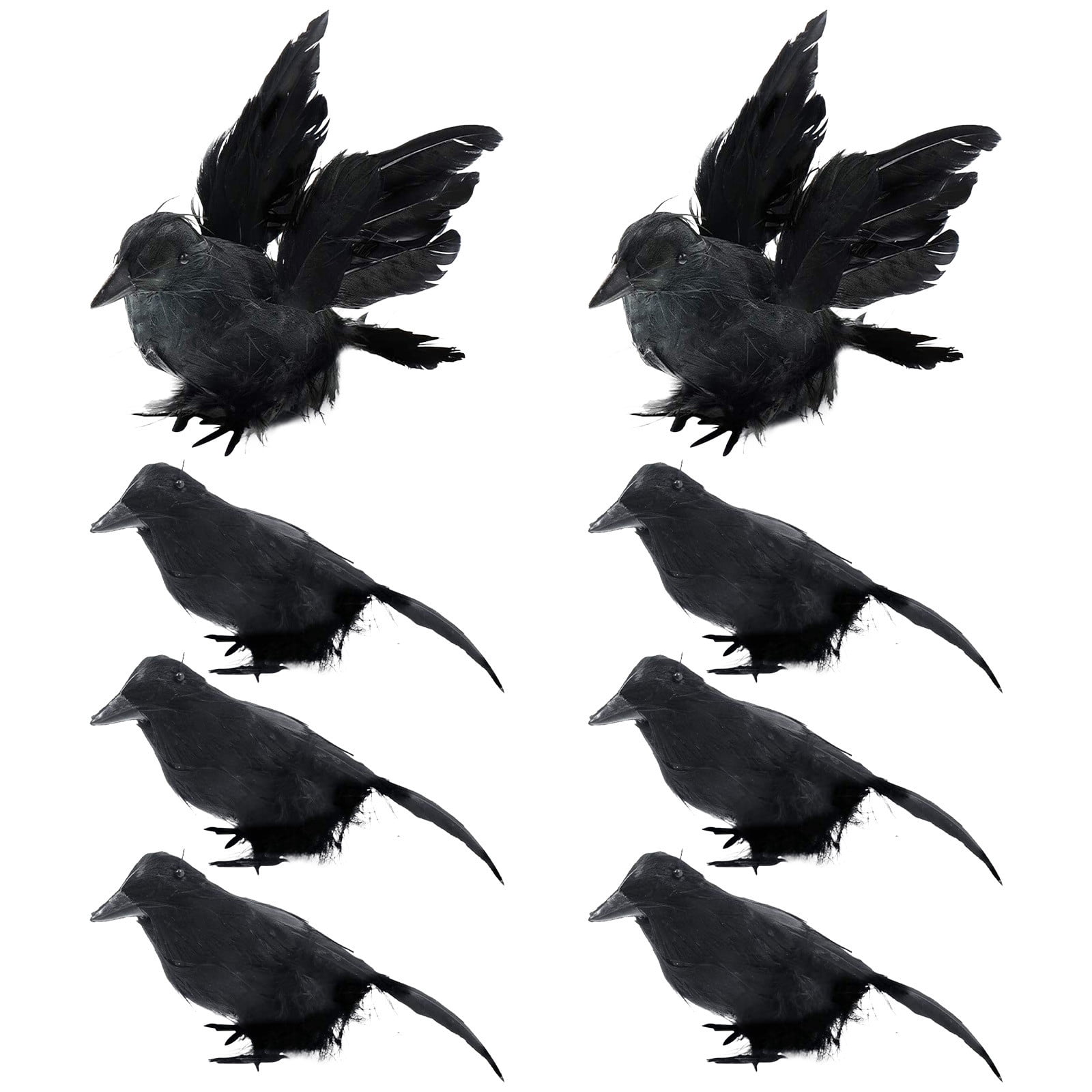 OAVQHLG3B 8Pcs Halloween Black Crow Halloween Decoration Single Winged ...