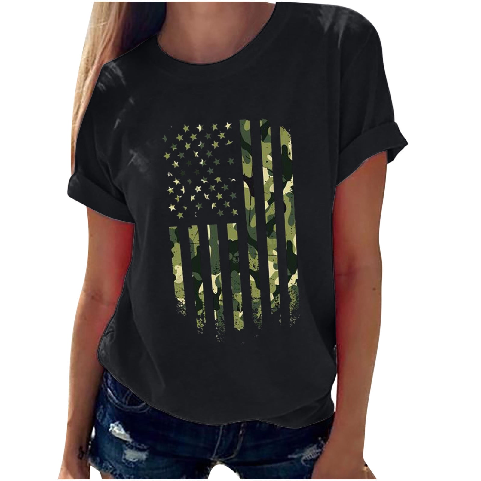 OAVQHLG3B American Flag Shirts Women Patriotic Shirt USA Flag Stars ...