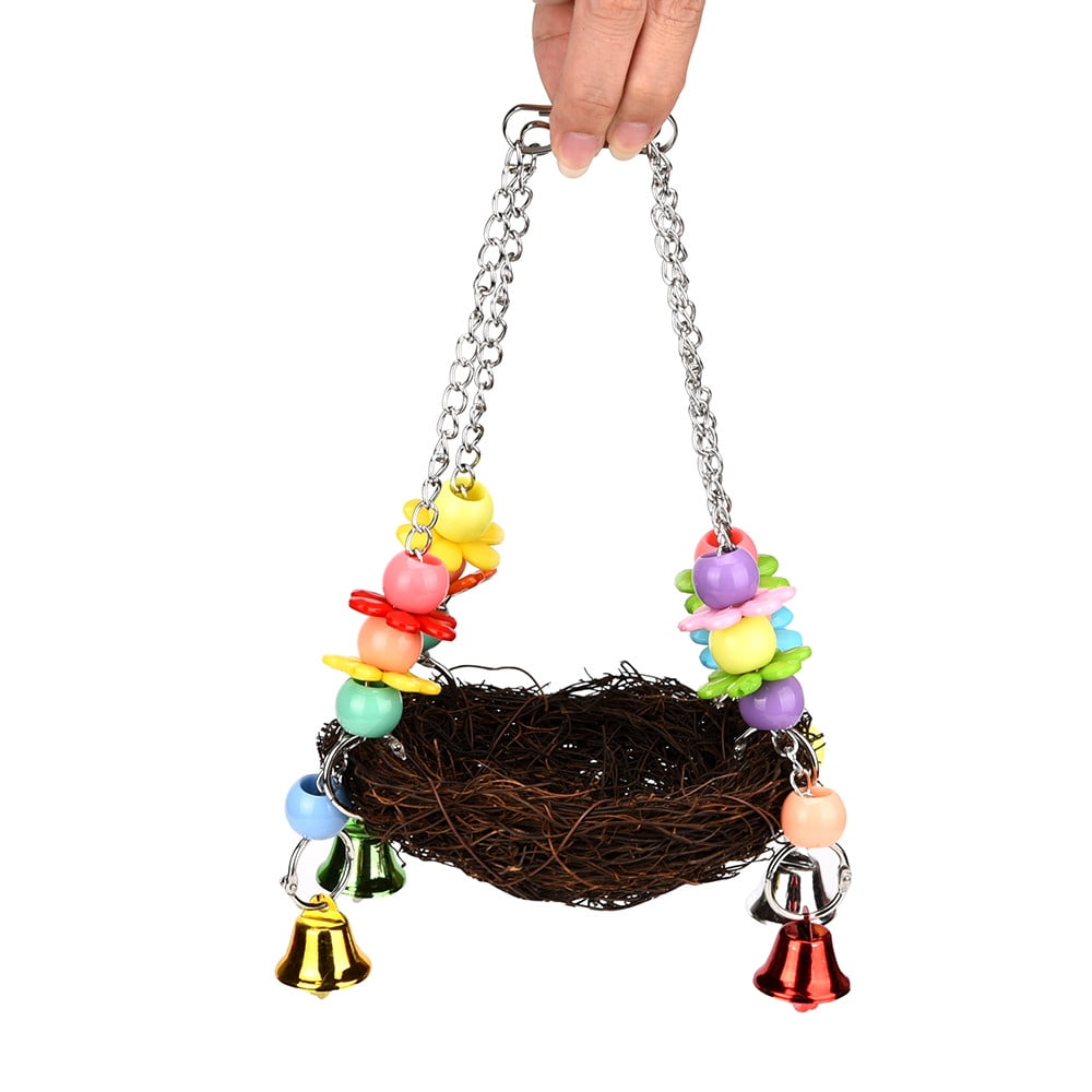 OAVQHLG3B Bird Swing Toys, Seagrass Woven Parrot Platform Bird Climbing Hanging Hammock Bird ...