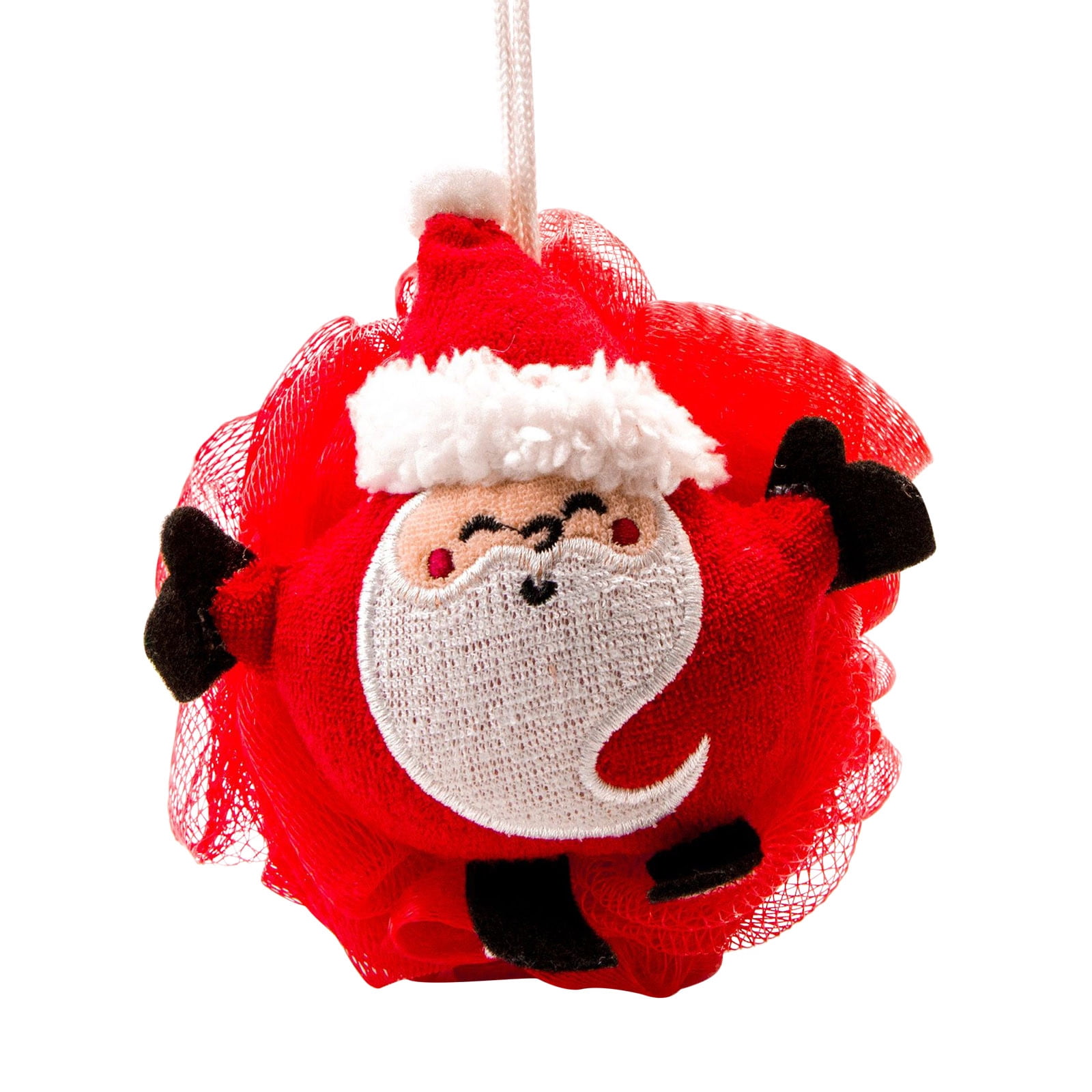 OAVQHLG3B Christmas Bath Loofah Santa Claus Xmas Tree Mesh Pouf Ball ...