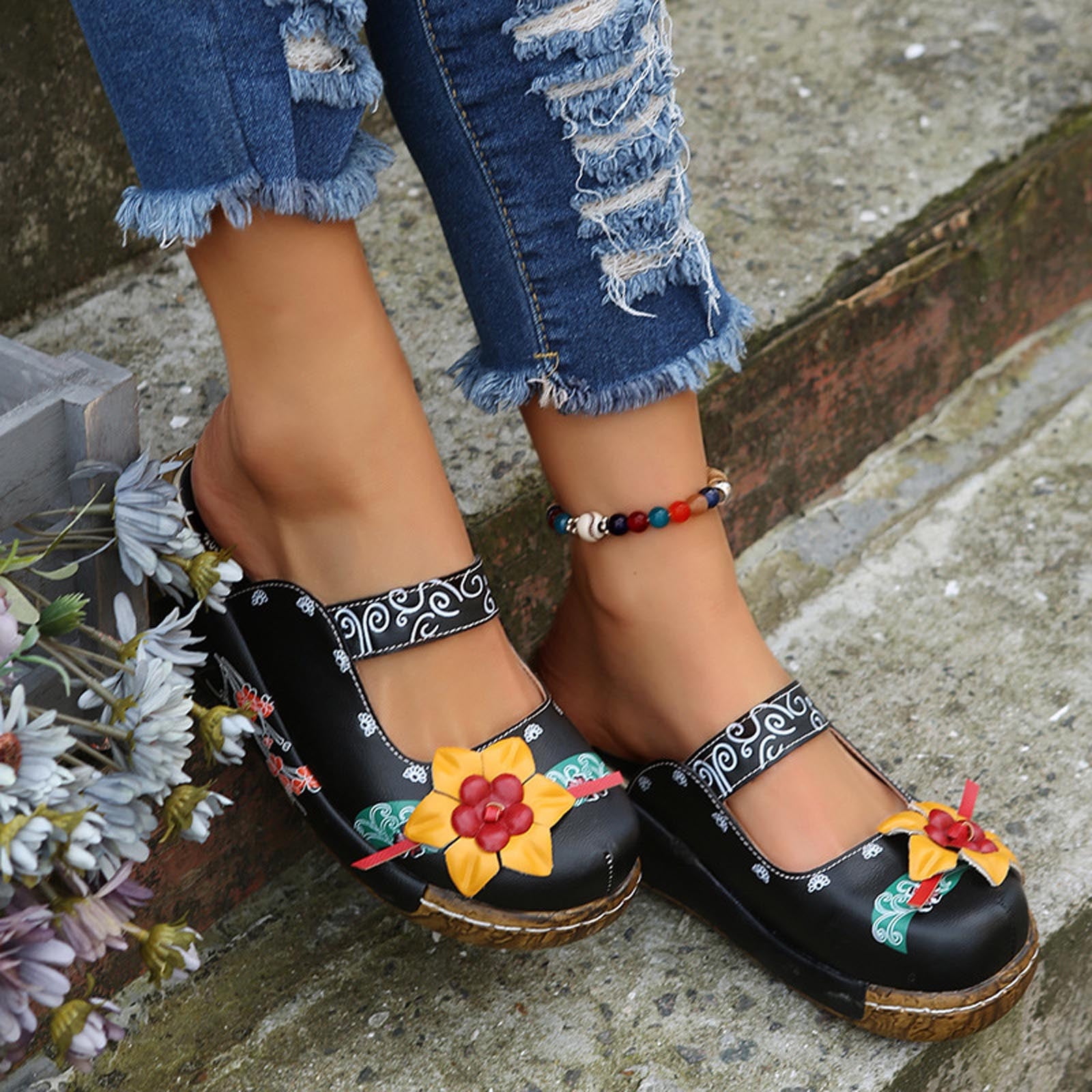 OAVQHLG3B Dress Sandals for Women Clearance New Retro High Quality Flat ...
