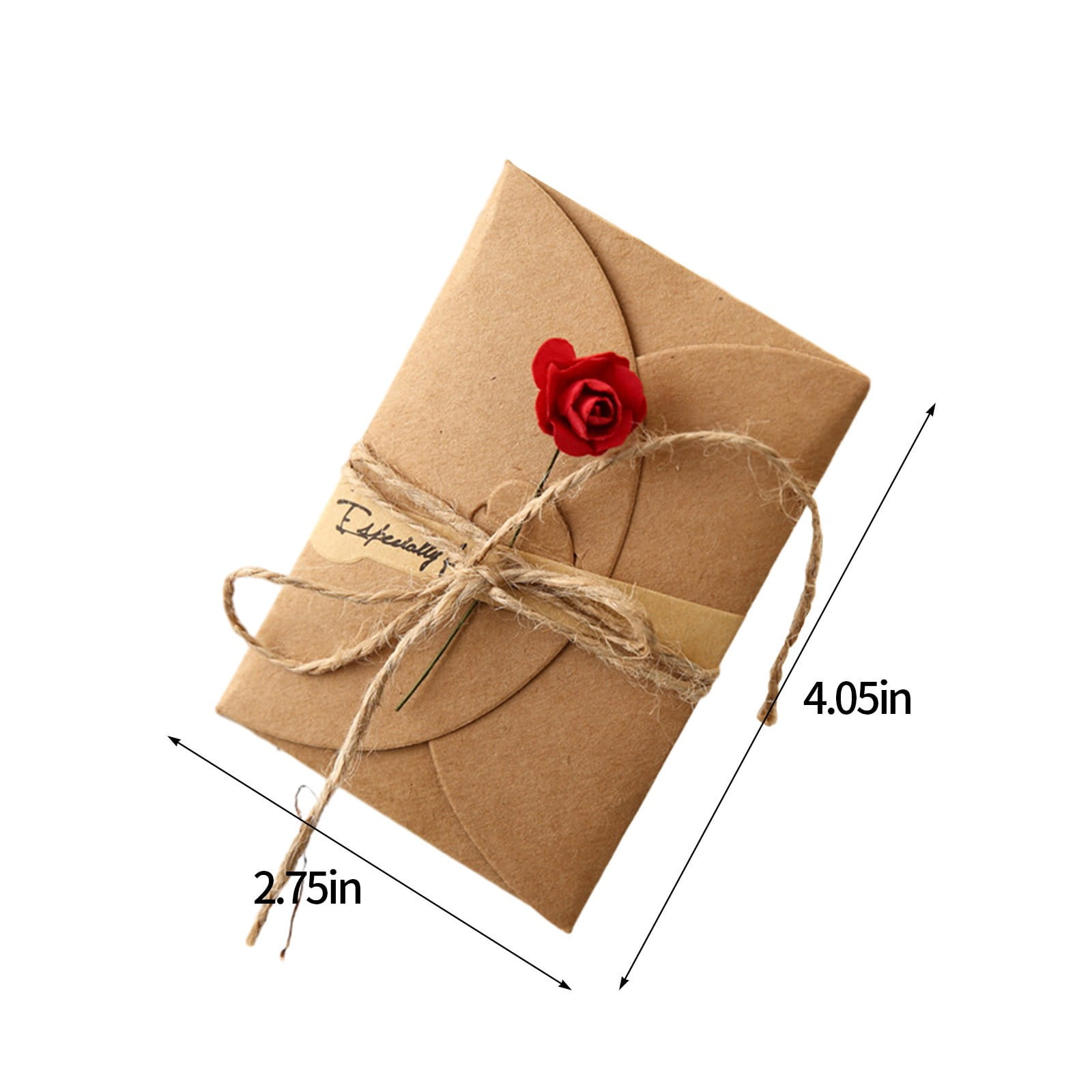OAVQHLG3B Dried Flowers Greeting Card with Envelopes, Brown Retro Kraft ...