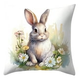 OAVQHLG3B Easter Decoration for Home Easter Flower Bunny Printed Linen ...