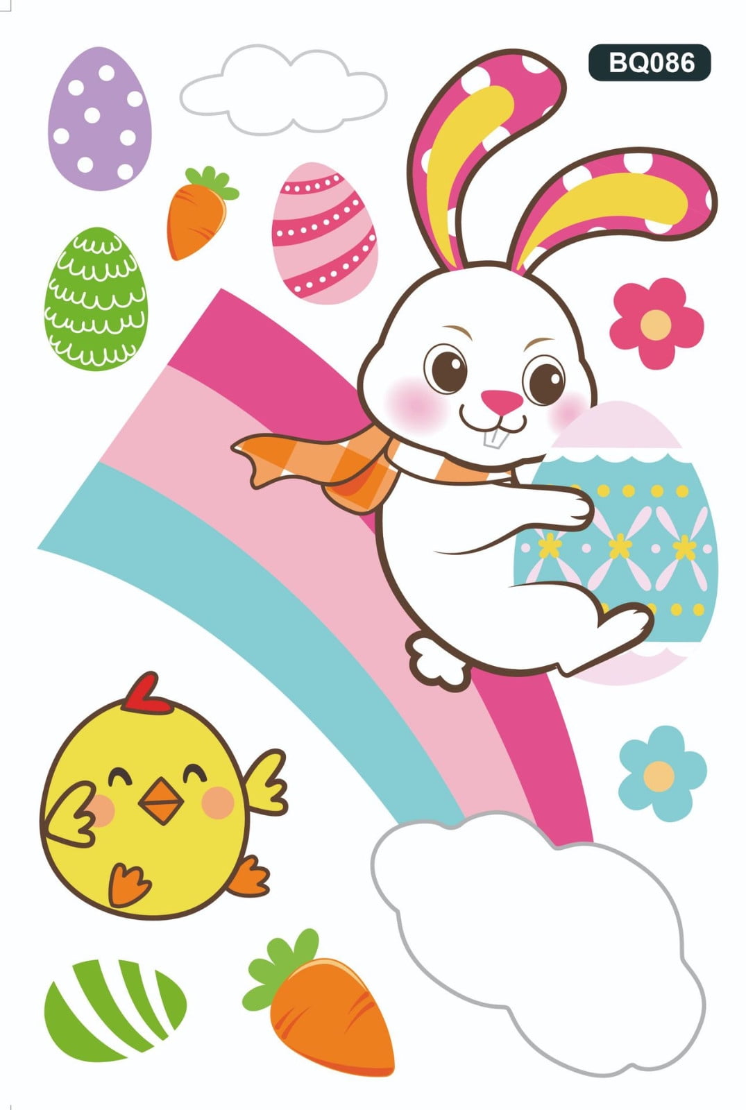 OAVQHLG3B Easter Decorations Window Clings Decals Decor,Cartoon Egg ...