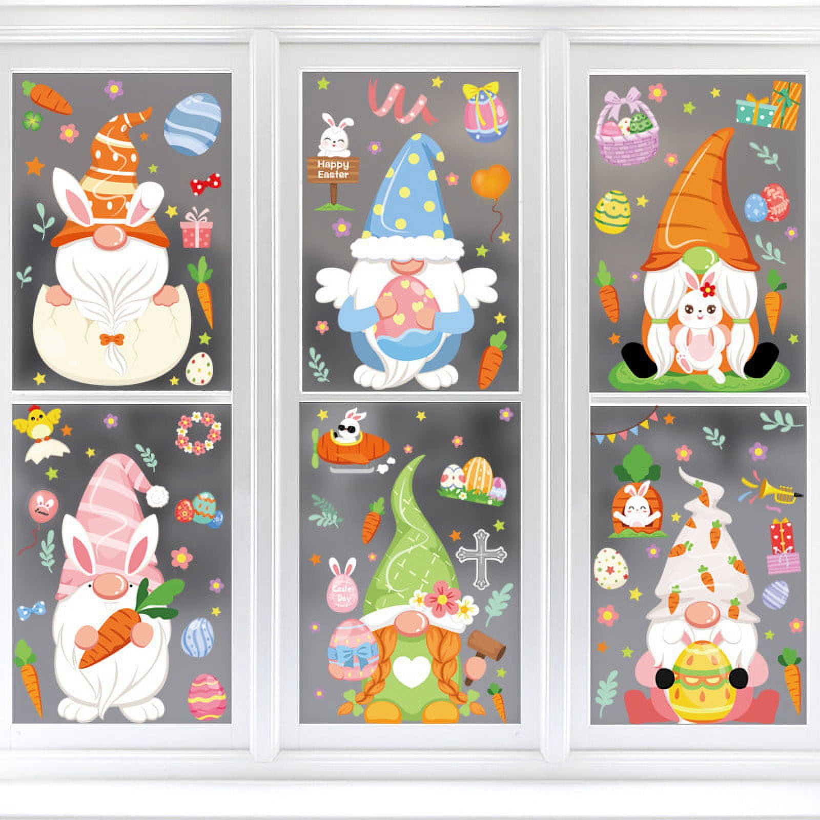 OAVQHLG3B Easter Window Clings, 9 Sheets Happy Easter Decorations For ...