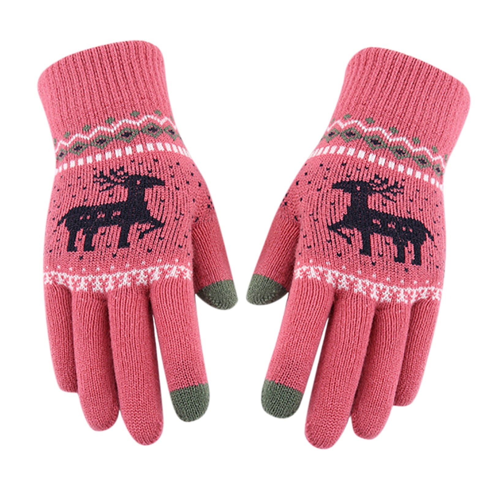 OAVQHLG3B Gloves Women Christmas Double Layer Fawn Plus Thick Warm ...