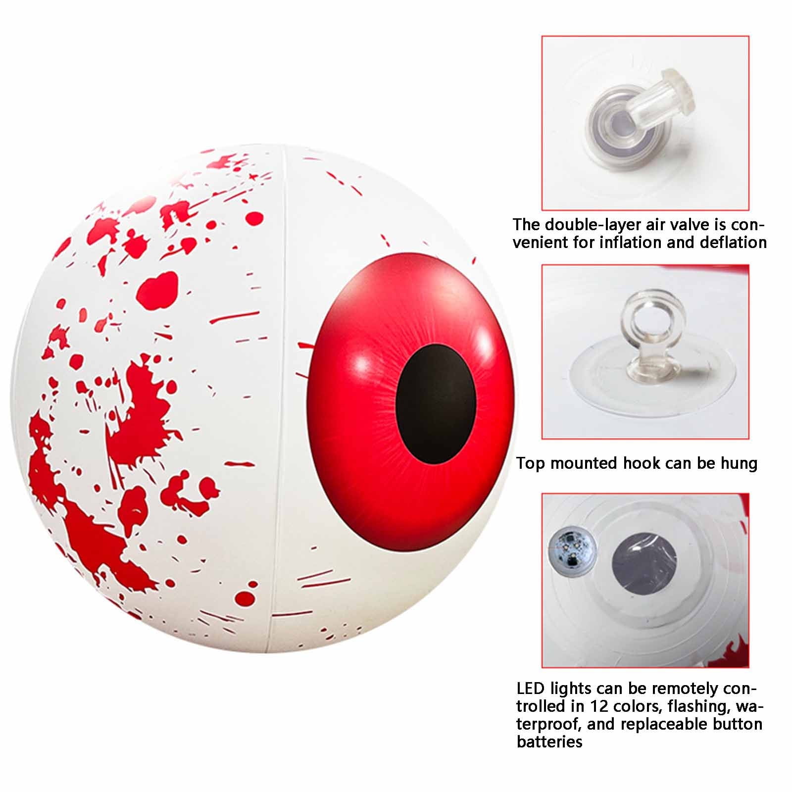 OAVQHLG3B Halloween Inflatable Green Eyeball LED Light Up Bloodshot ...