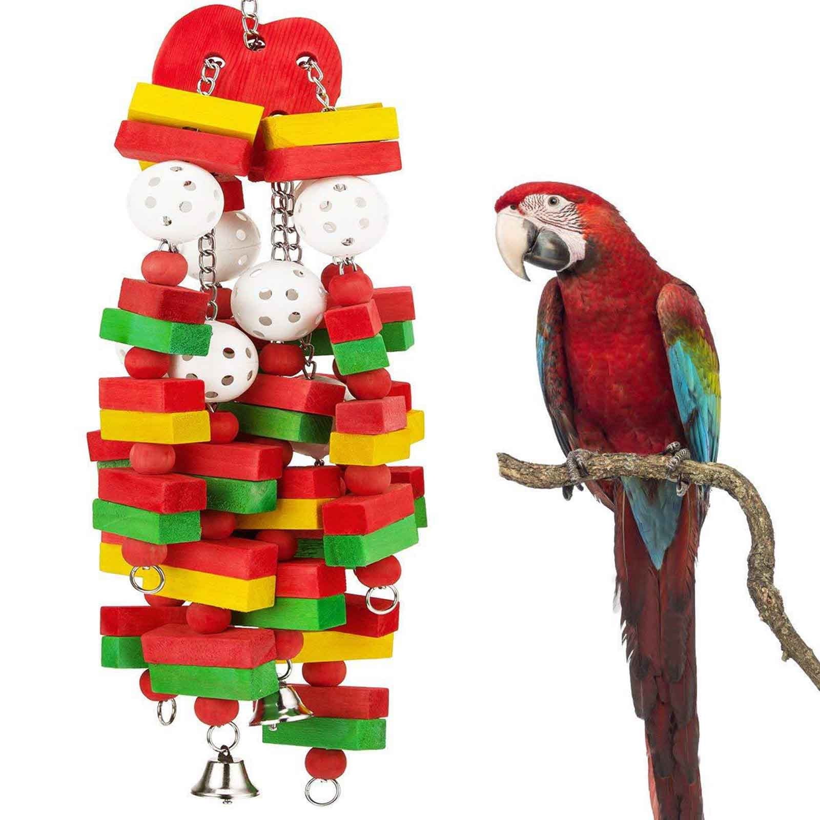 OAVQHLG3B Multicolored Wooden Blocks Toy for Large Birds, Parrots ...