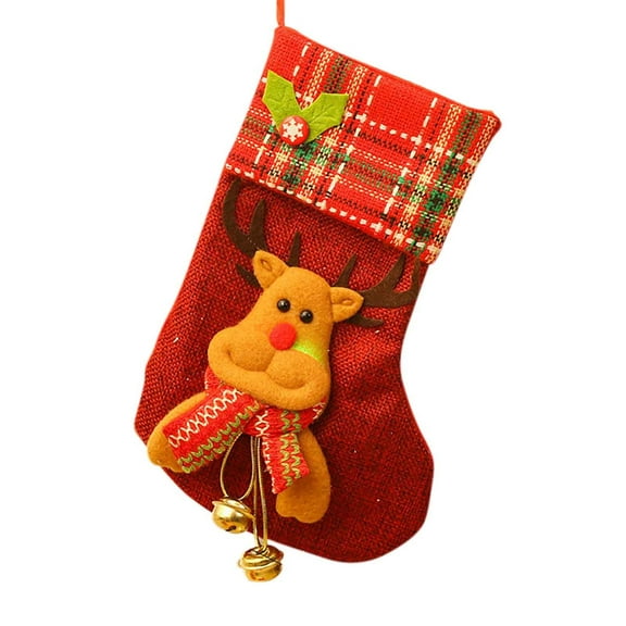 B Brown Christmas Decorative Socks Plush Long Pile Creative Stocking ...