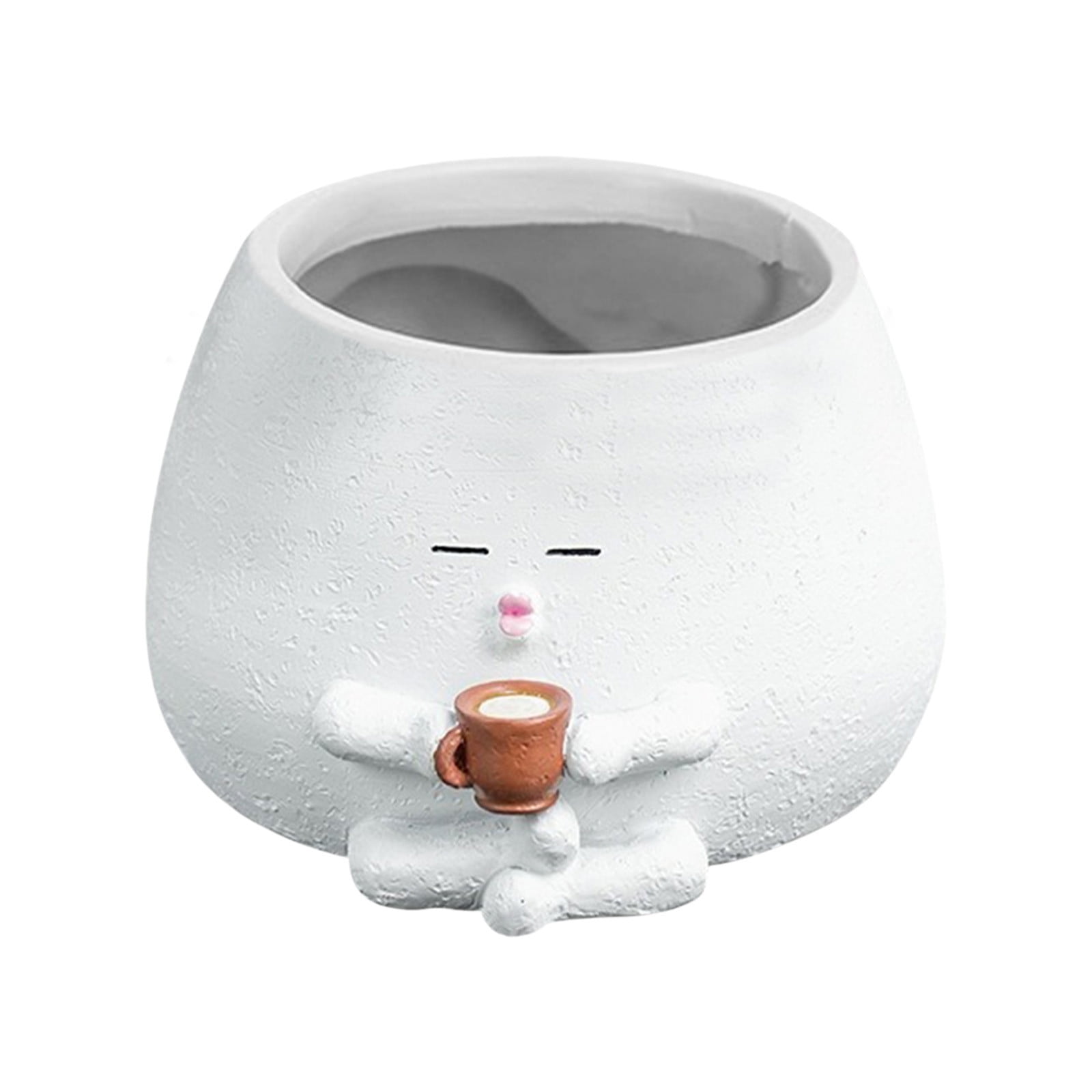 OAVQHLG3B Planter Pot with Coffee Cup Cute Resin Flower Head Planters ...