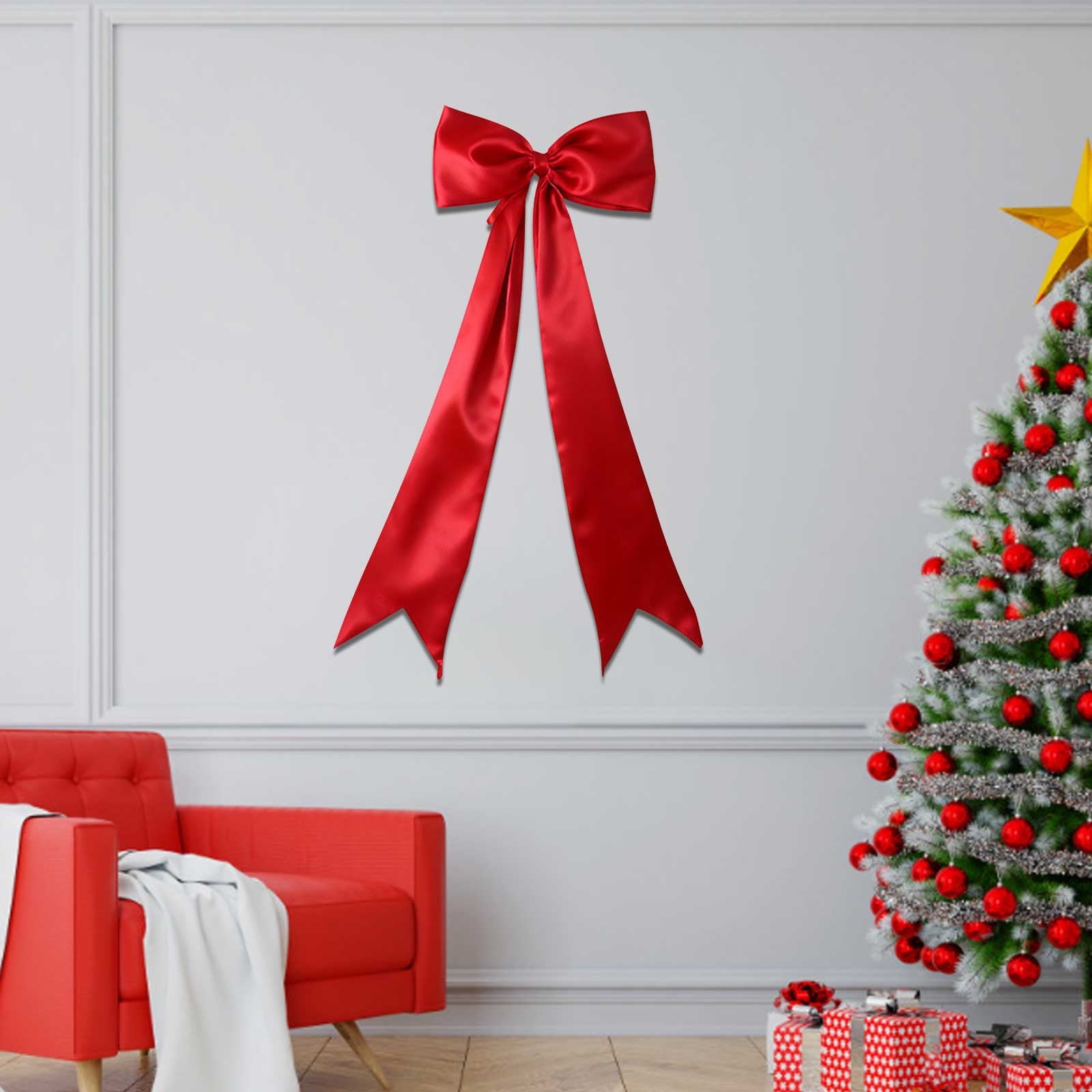 OAVQHLG3B Red Bow for Decorations Big Ribbon Bows Banner Wall Hanging ...