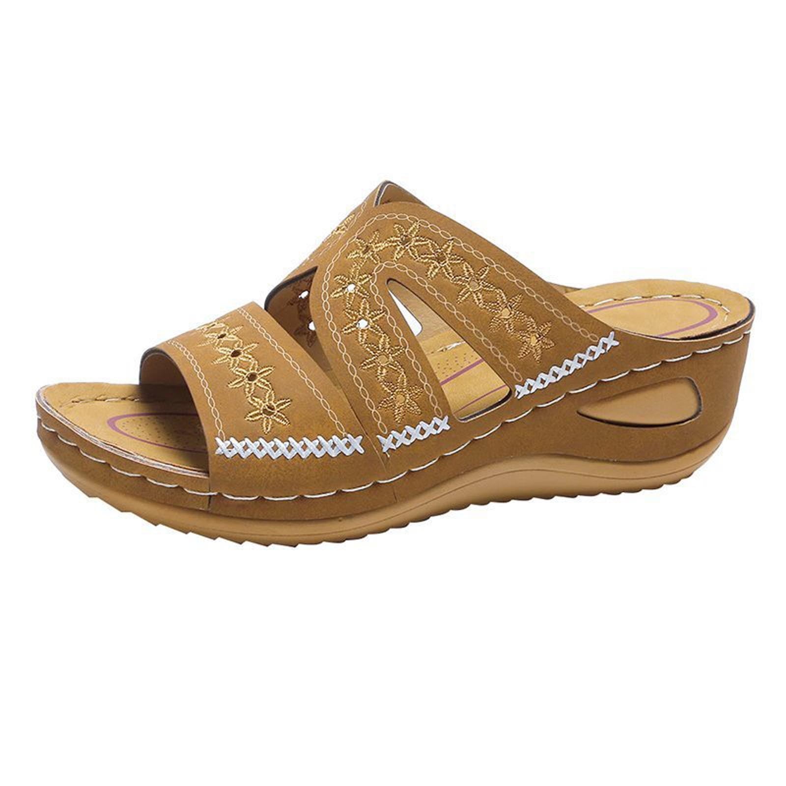 OAVQHLG3B Sandals for Women Casual Women's Multi-color Embroidered ...