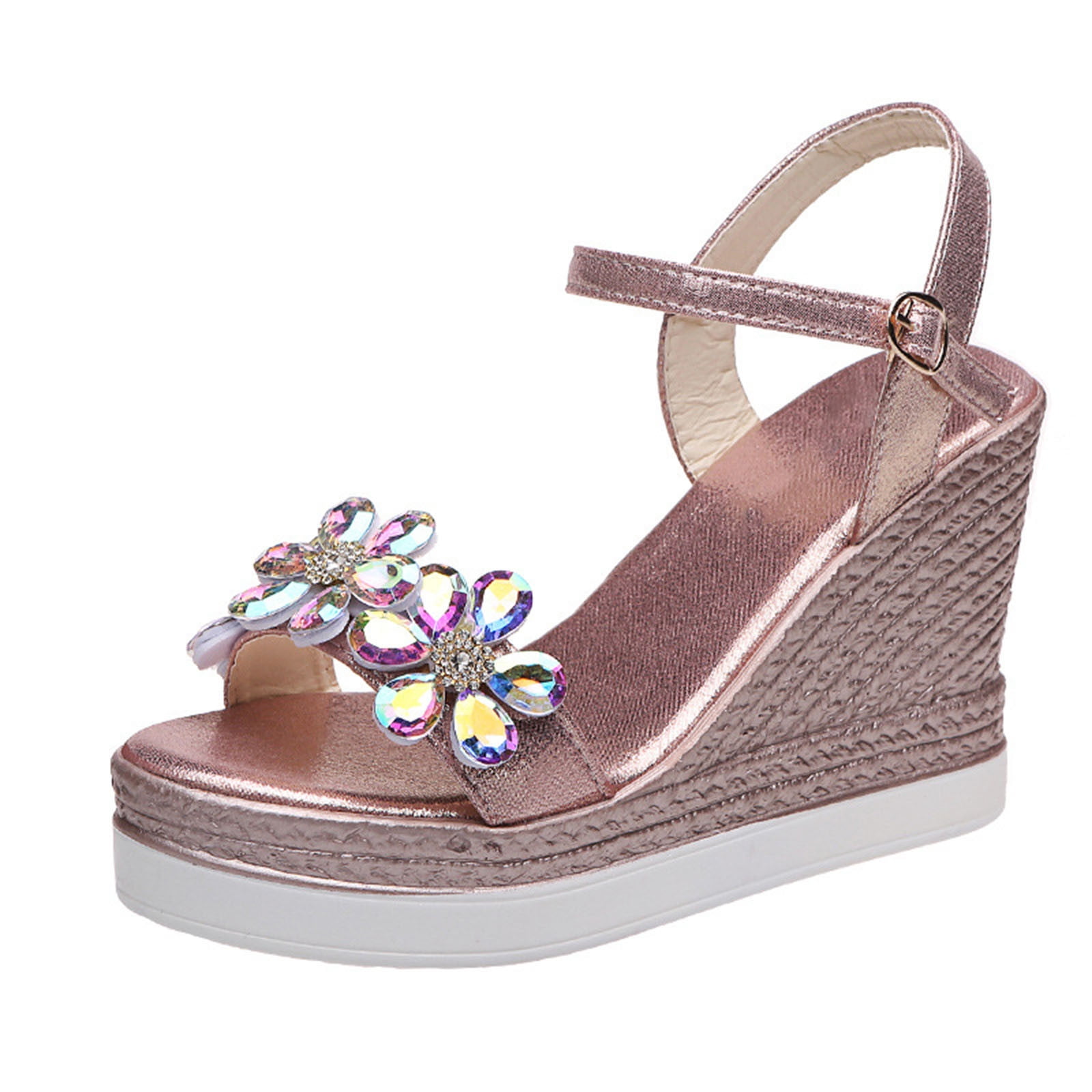 OAVQHLG3B Sandals for Women Women's Open Toe Casual Shoes Rhinestone ...