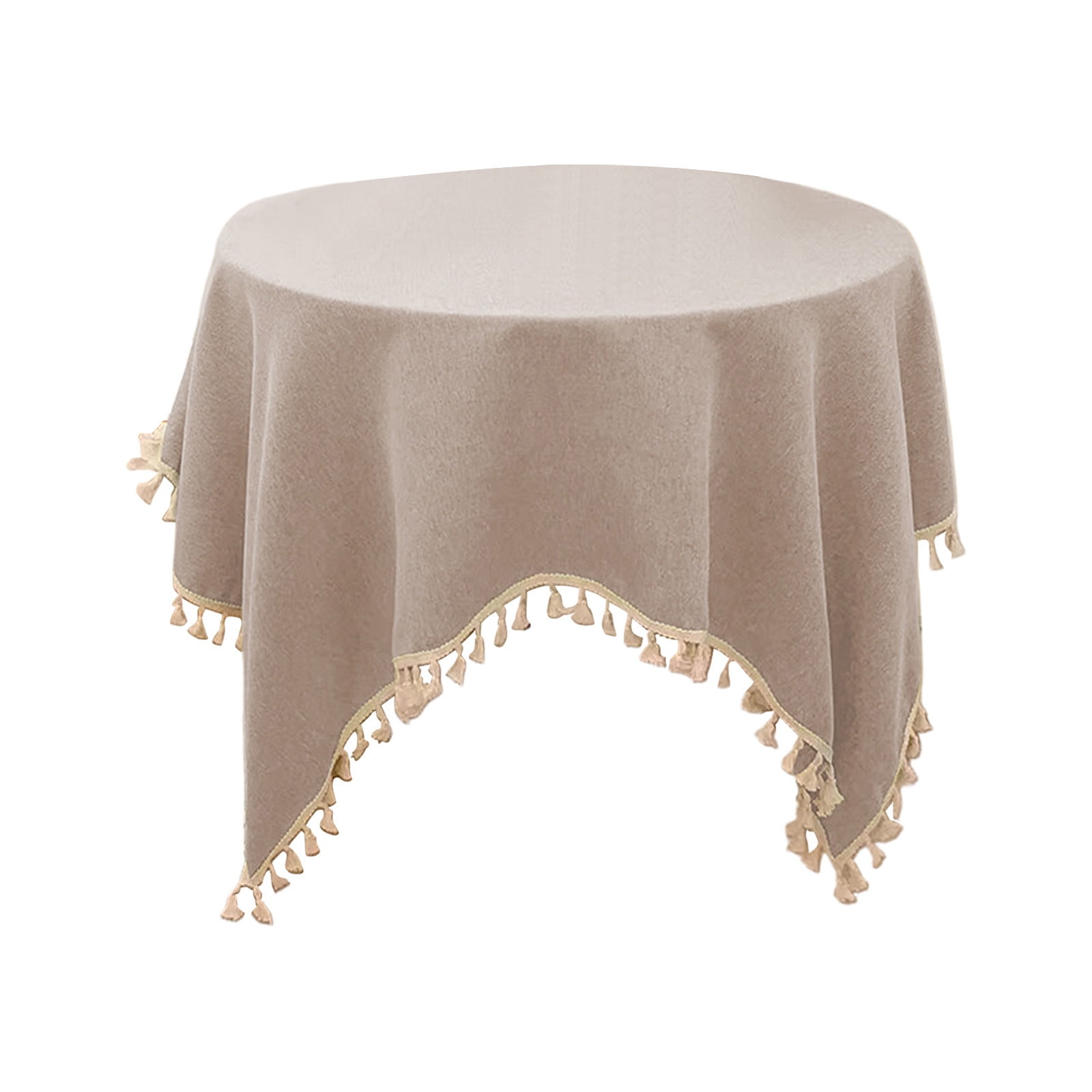 OAVQHLG3B Small Square Tablecloth Solid Vintage Grey Fabric Tassel ...