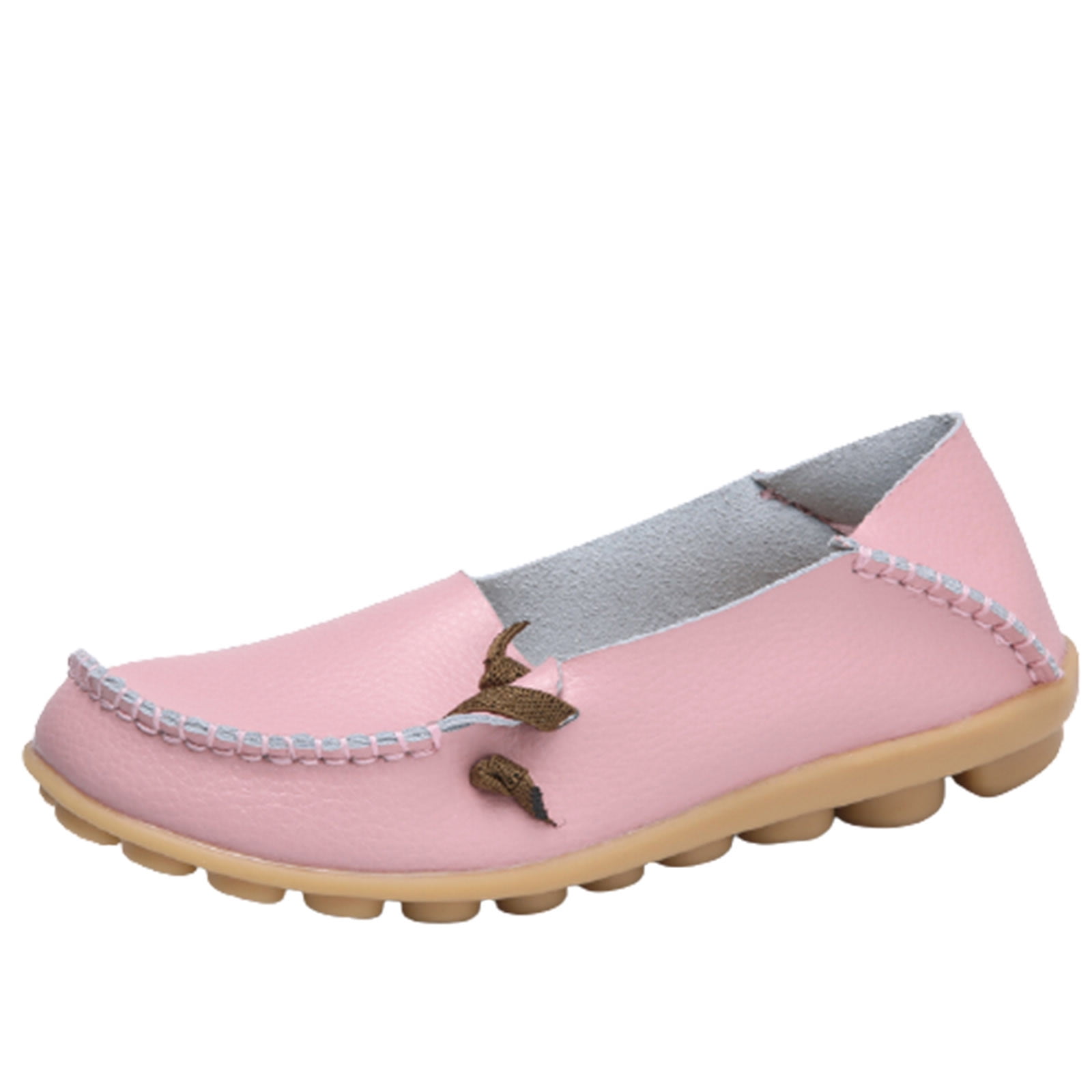 OAVQHLG3B Women Round Head Casual Flat Slip On Shoes Loafers Soft ...