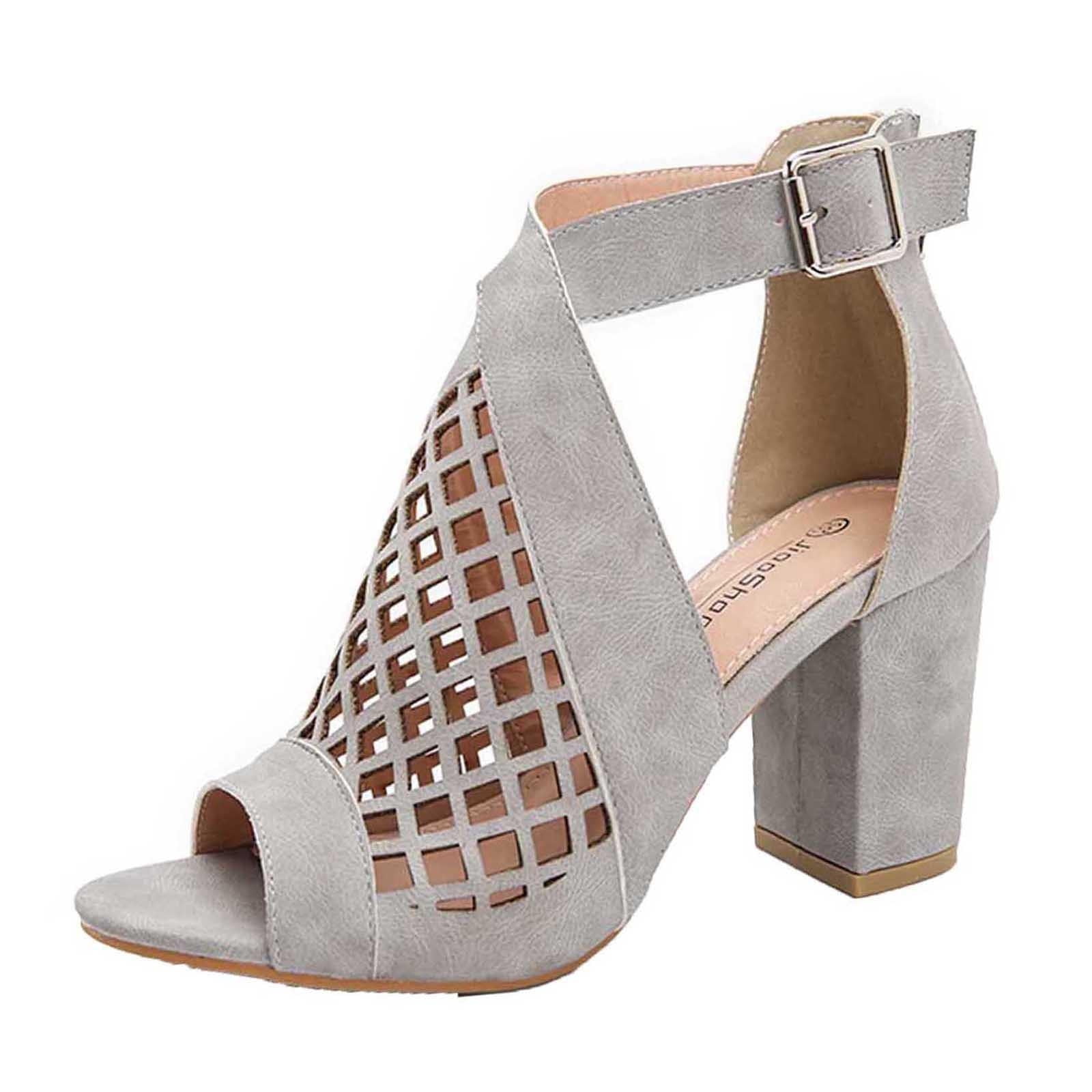 OAVQHLG3B Women's Sandals Suede Super High Chunky Heel Summer Beach ...