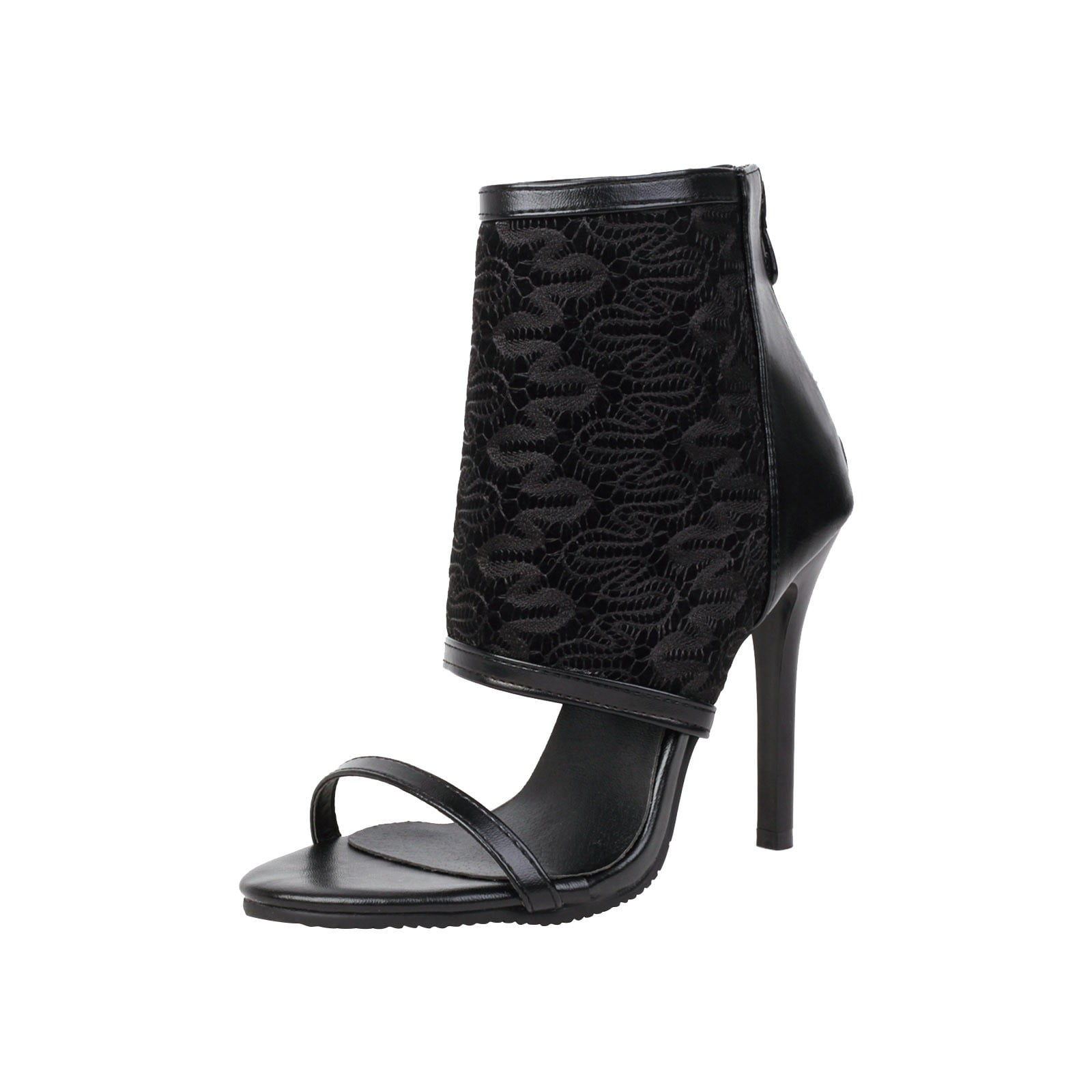 OAVQHLG3B Women's Shoes Back Zip Sandals Super High Heel Peep Toe Lace ...