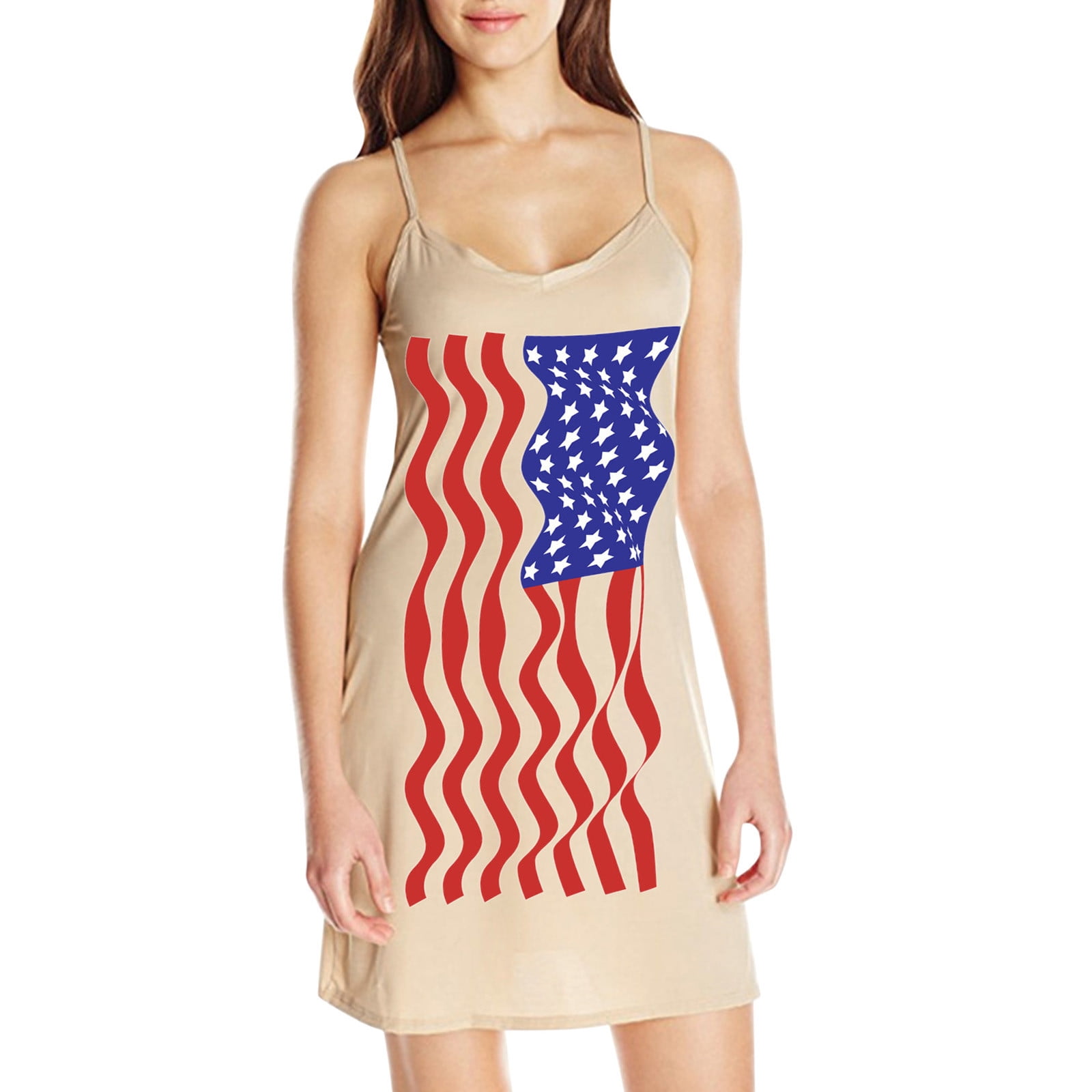 OAVQHLG3B Womens Dresses Sun Dresses Women Summer Casual 4th of July ...