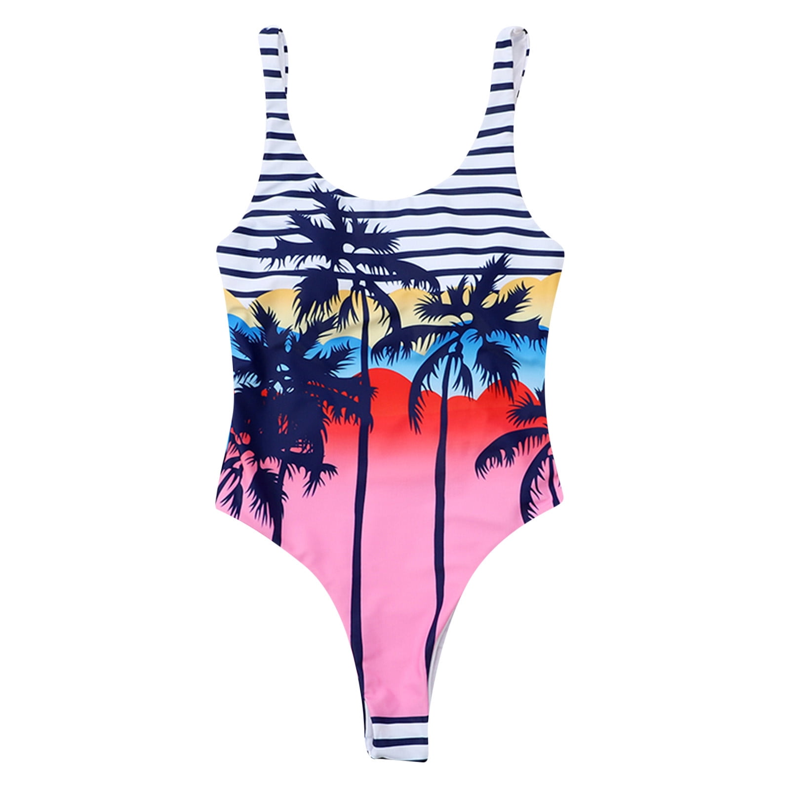 OAVQHLG3B Womens One Piece Swimsuit, Beautiful Stripes Printed Bathign ...
