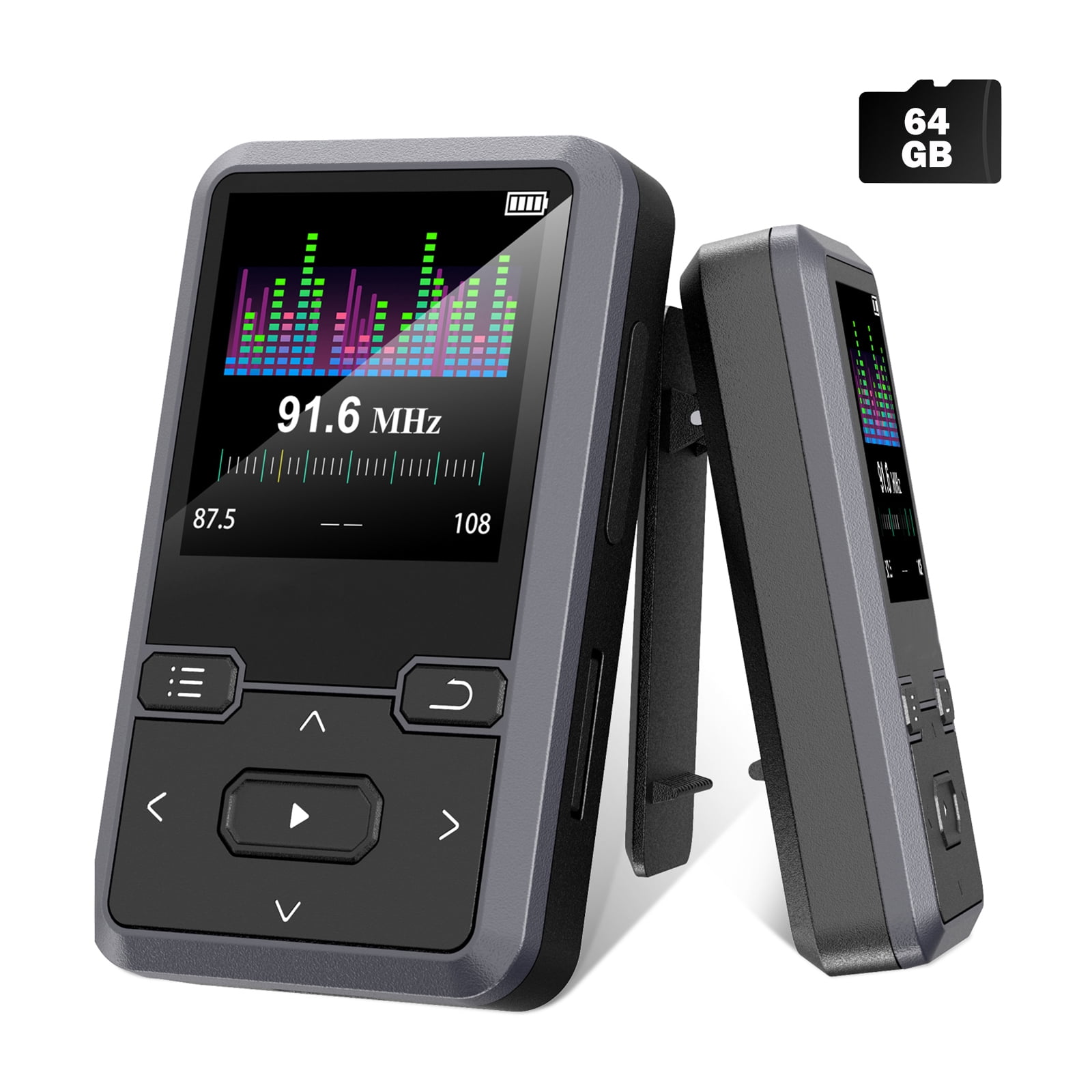 OAZOUF 64GB Bluetooth MP3 Player with clip Portable MP3 Player with FM ...