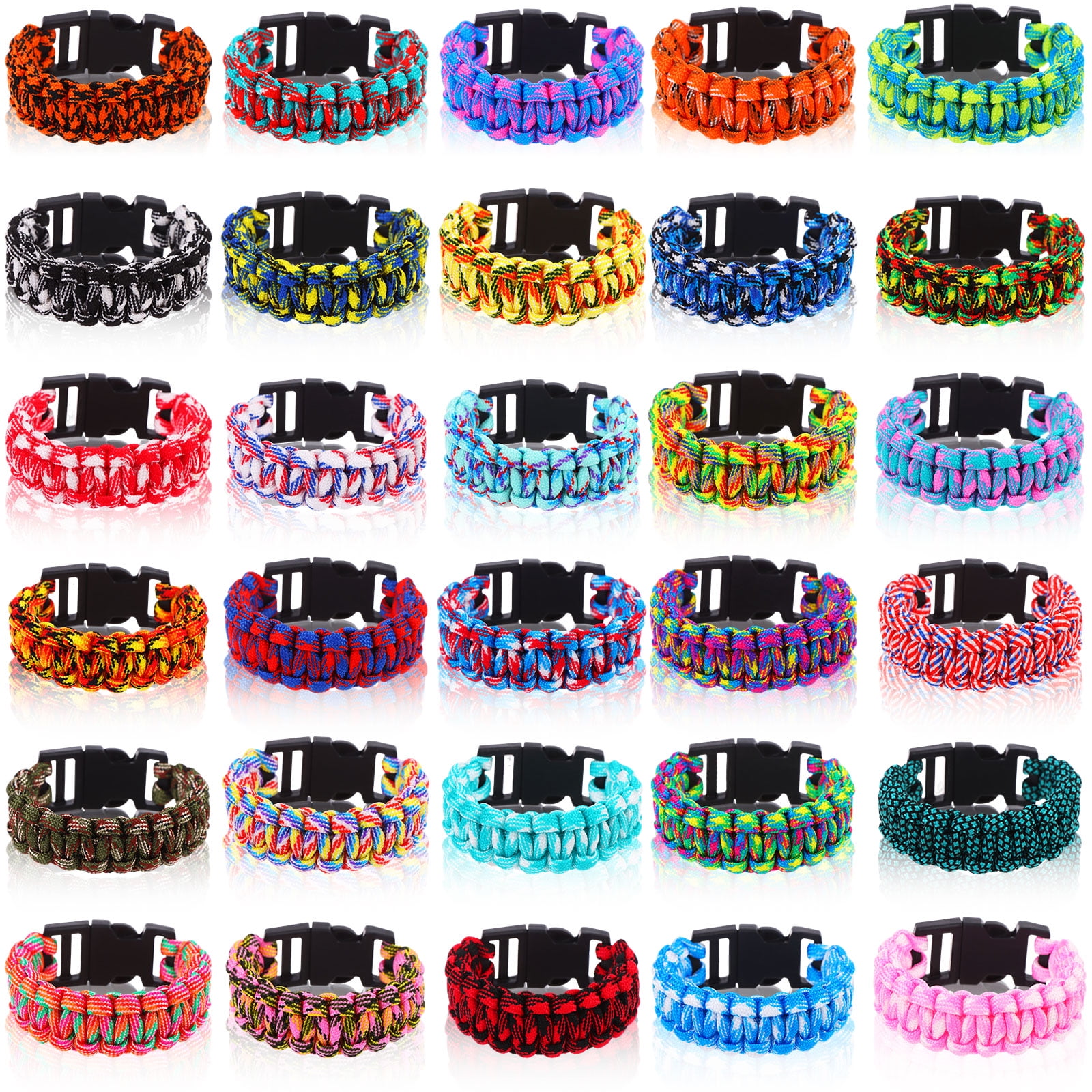 OBANGONG 30 Pcs Small Camo Tactical Braided Emergency Bracelets Bulk ...