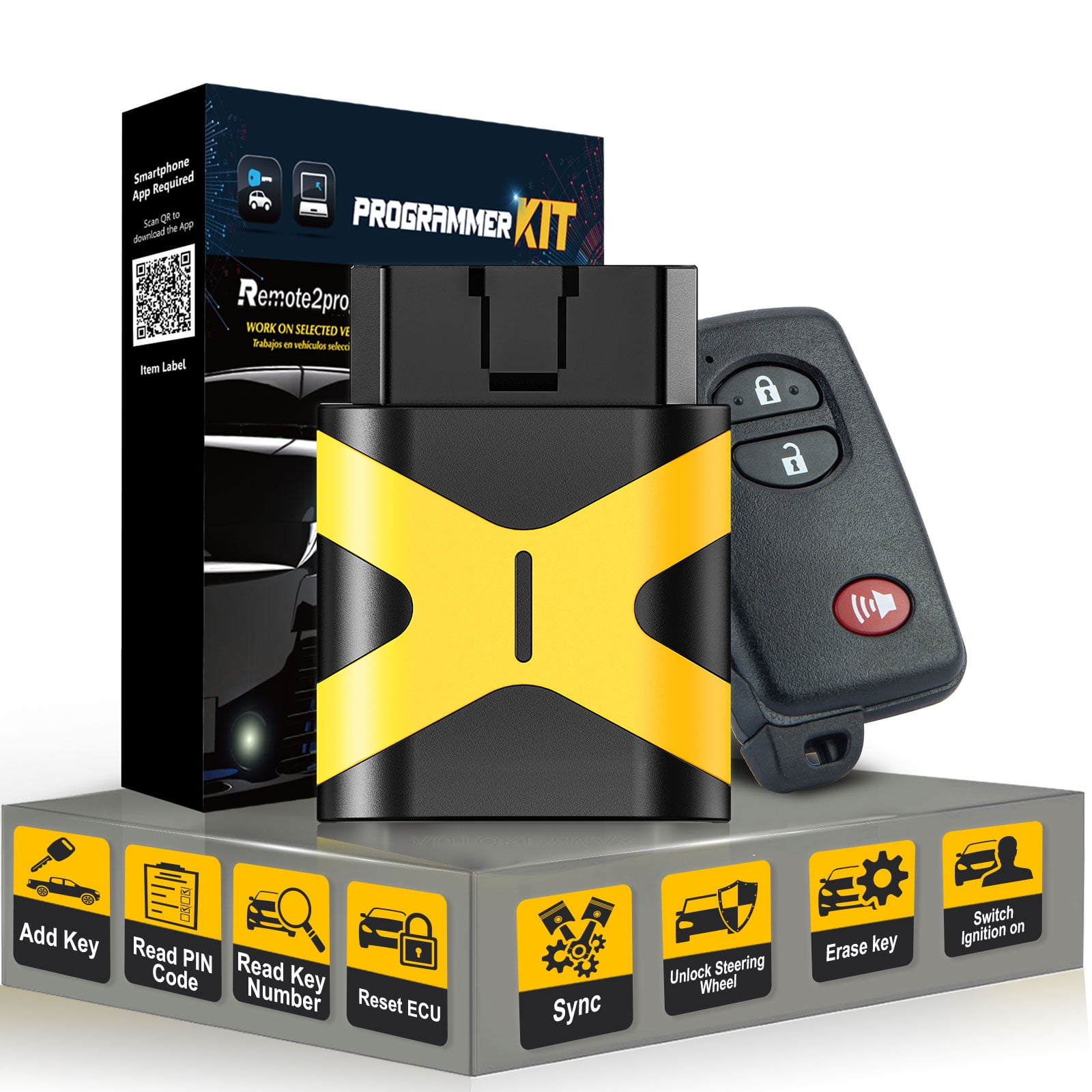 OBD Bluetooth Self Programmer Tool and Keyless Entry Smart Car Key ...