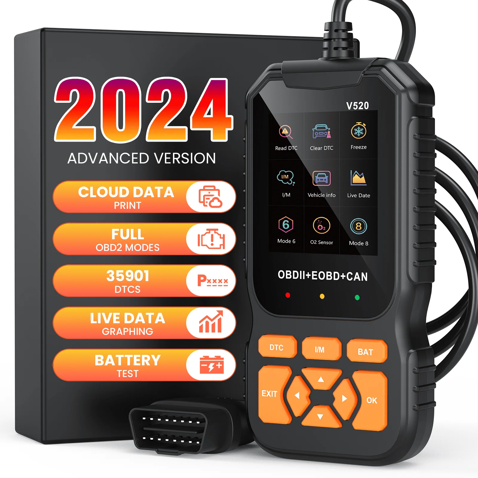 OBD II Scanner Professional Auto Tool for All Vehicles Live Data ...