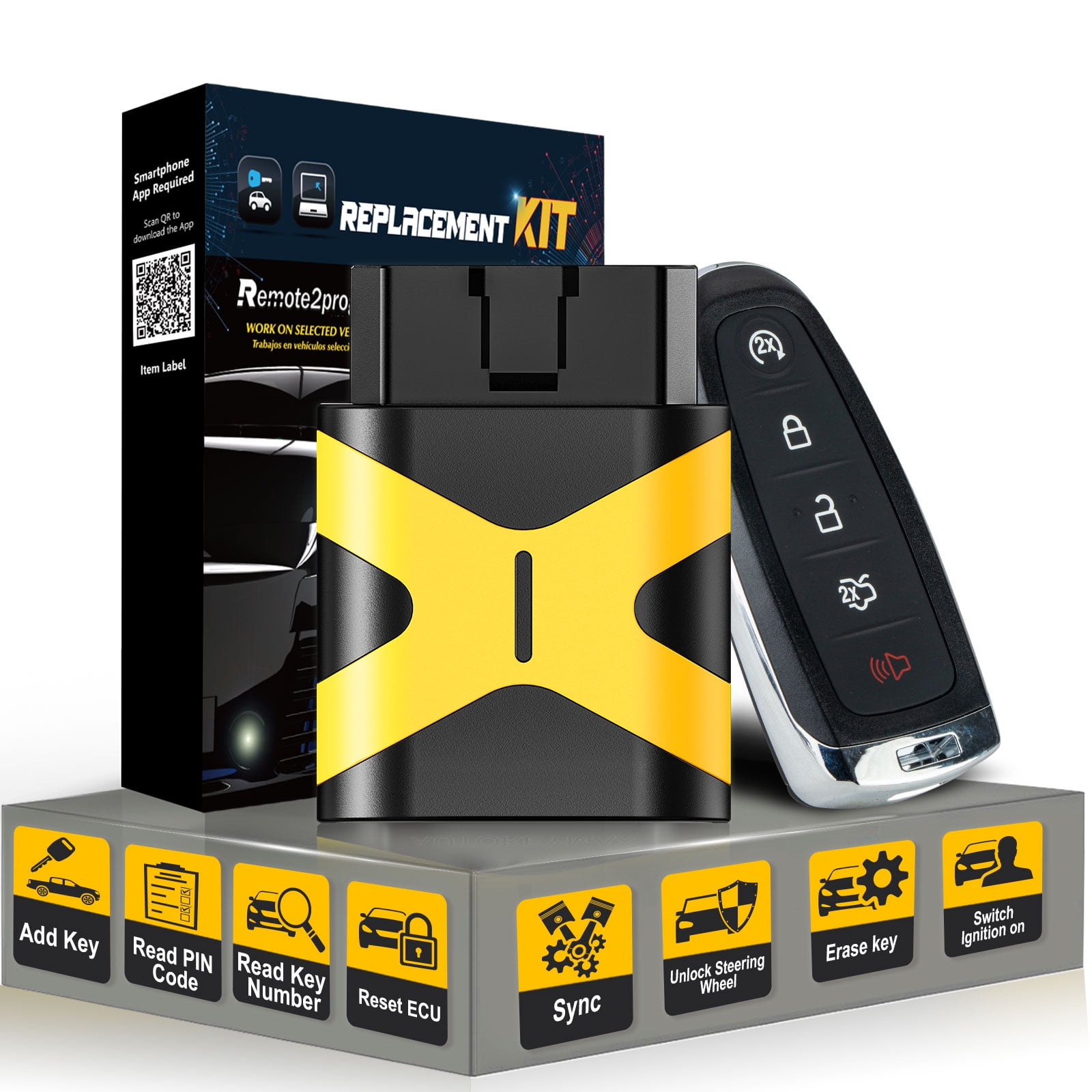 OBD Tool/DIY Car Key Programmer Kit and Smart Keyless Entry Remote Replacement for Ford Edge ...