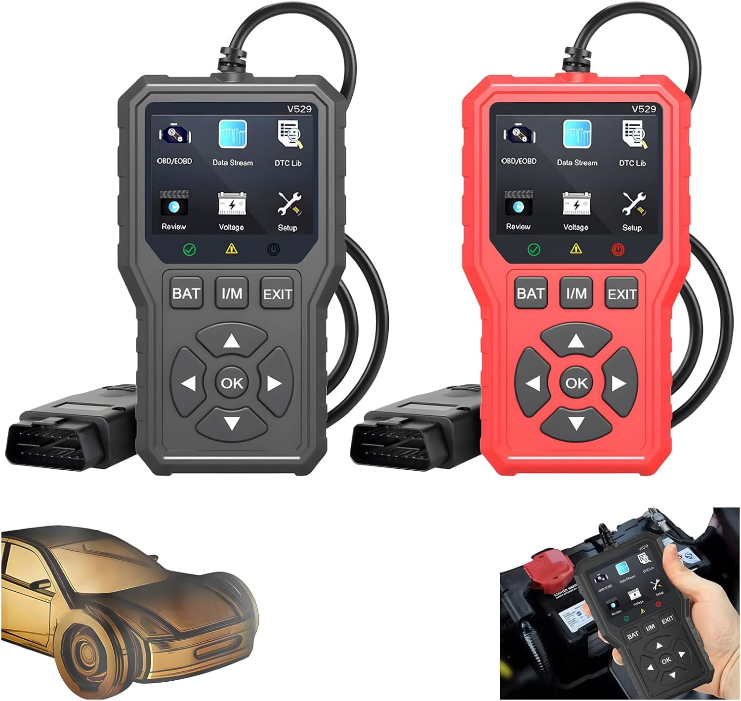 OBD2 Advanced Diagnostic Tool Professional Engine Code Reader, Clear ...
