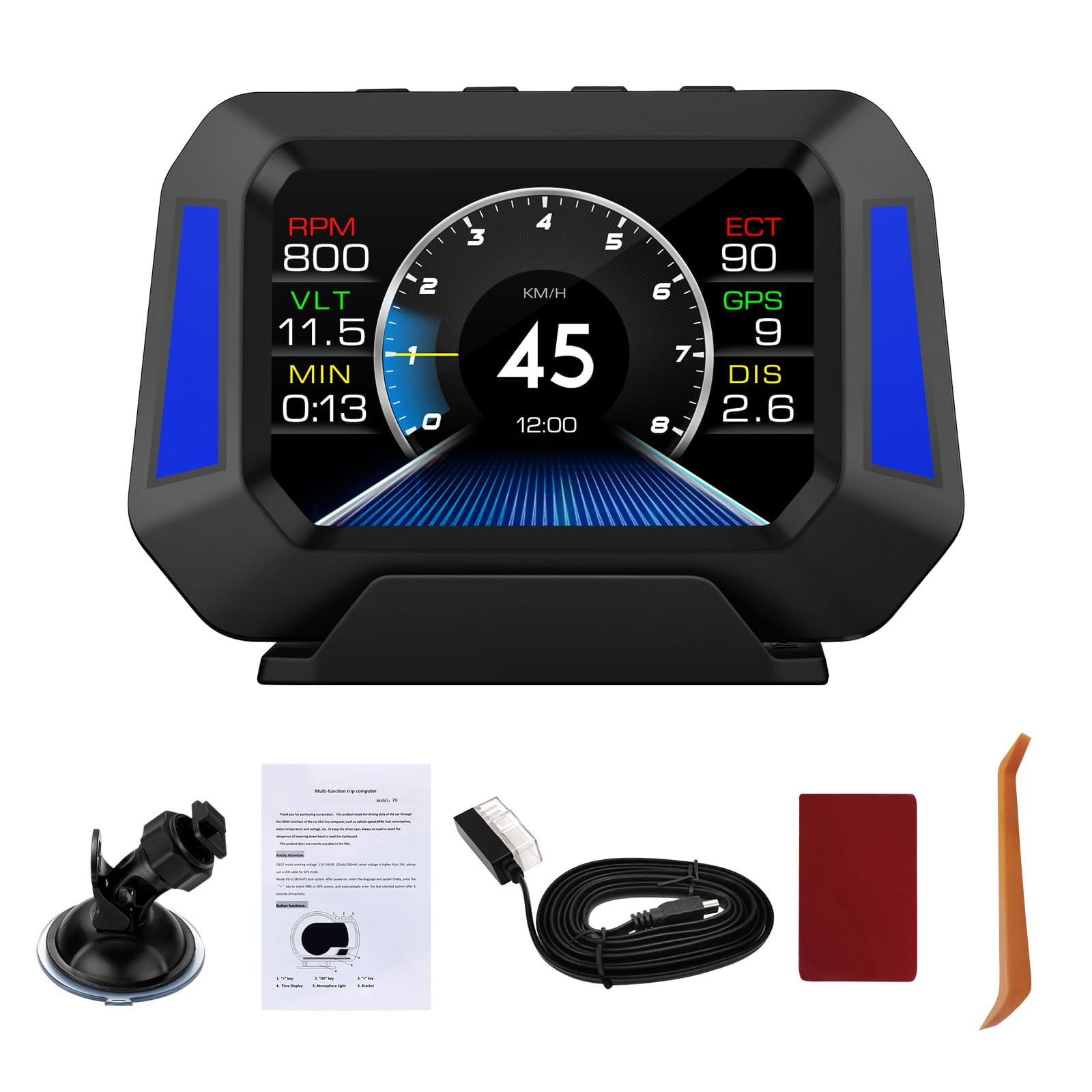 OBD2 Digital Speedometer Heads Up Display for Car, OBD2 & GPS Dual ...