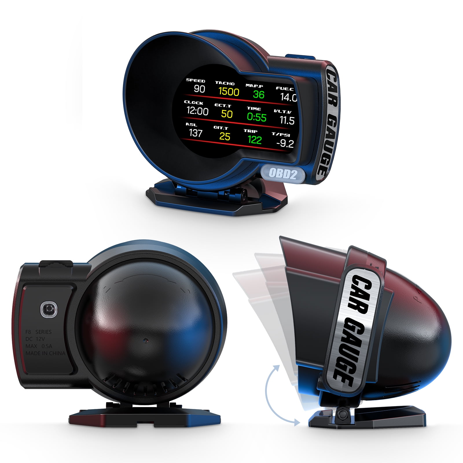 OBD2+GPS Digital Speedometer Car Digital HUD Head Up Smart Gauge Meter ...