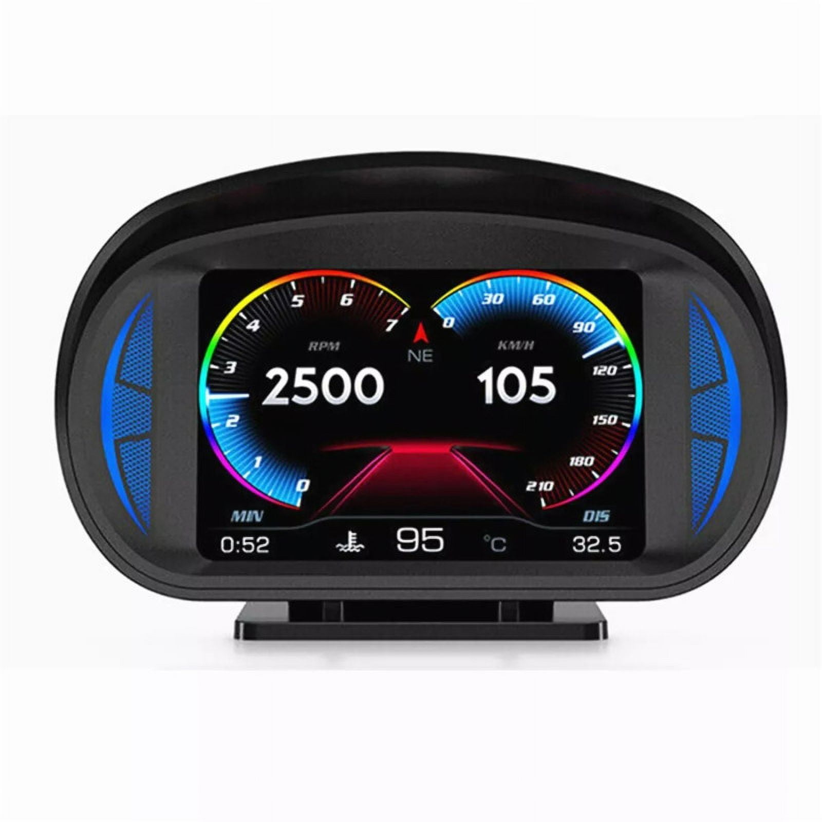 OBD2 GPS Gauge Car Speedometer Overspeed Alarm Slope Tilt Meter Dual ...