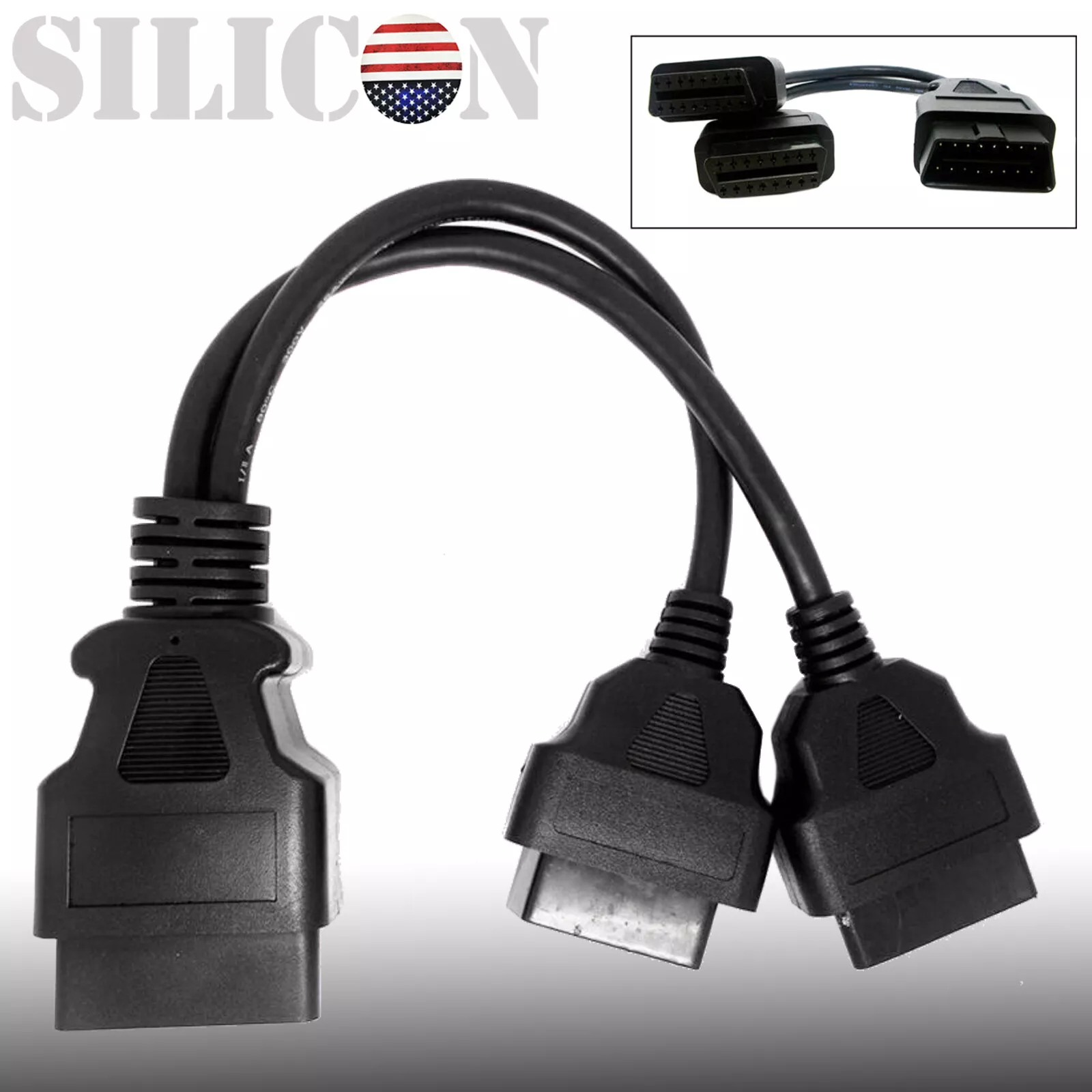 OBD2 OBDII 16 pin Splitter Diagnostic Tool Adapter Male to Dual Female ...