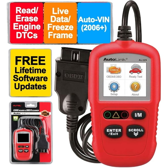 OBD2 Scanner AL329, Upgraded AutoLink AL319, Auto VIN, Check-Engine ...