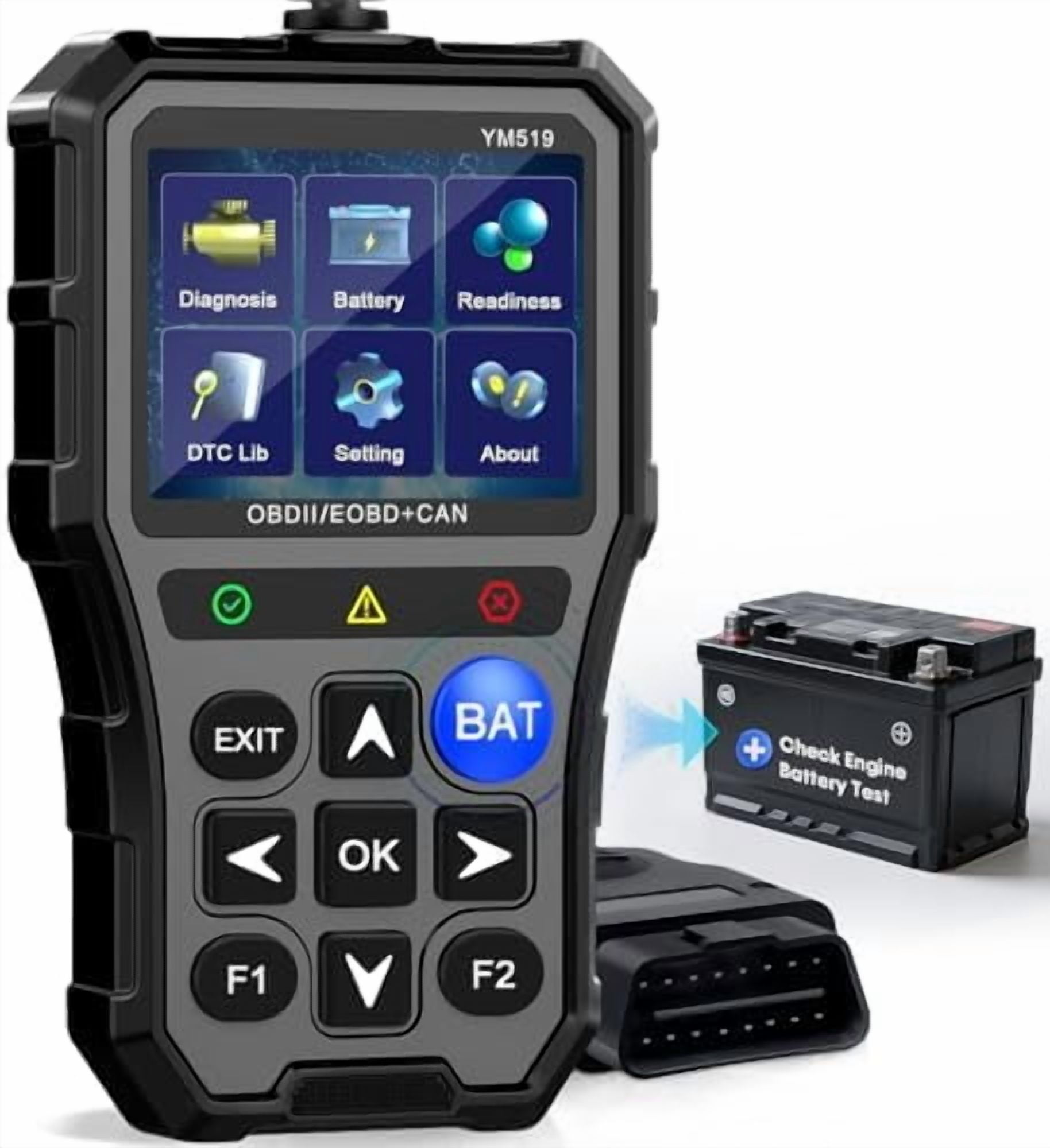 OBD2 Scanner with Battery Tester - Check Engine Light & Emissions ...