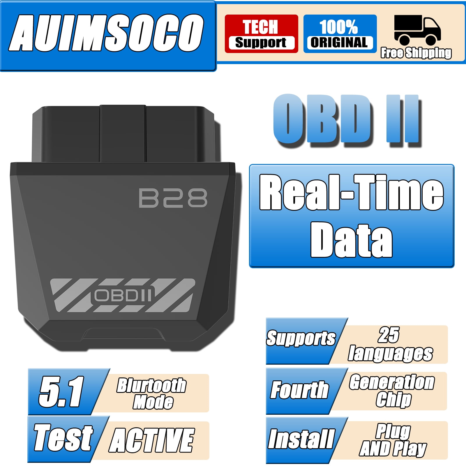 OBD2 Scanner Bluetooth Full System Car Scanner Diagnostic Tool for IOS ...