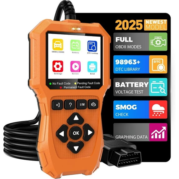 OBD2 Scanner Diagnostic Tool, Check Engine Light Code Reader with Reset ...