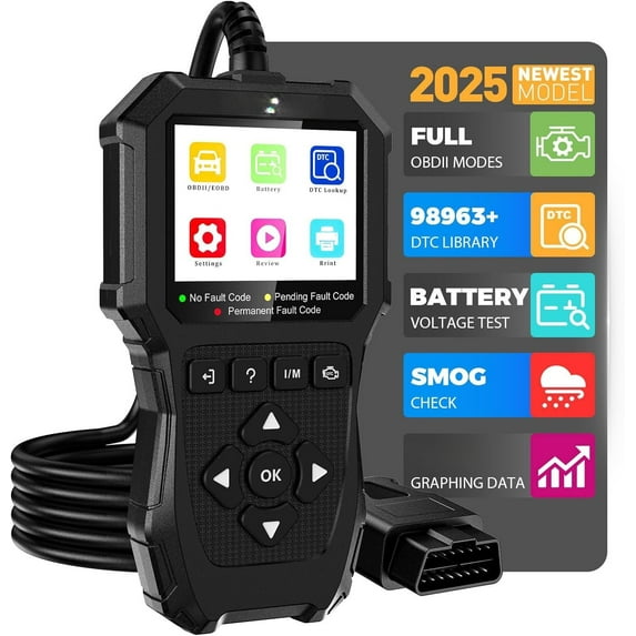 OBD2 Scanner Diagnostic Tool, Check Engine Light Code Reader with Reset ...