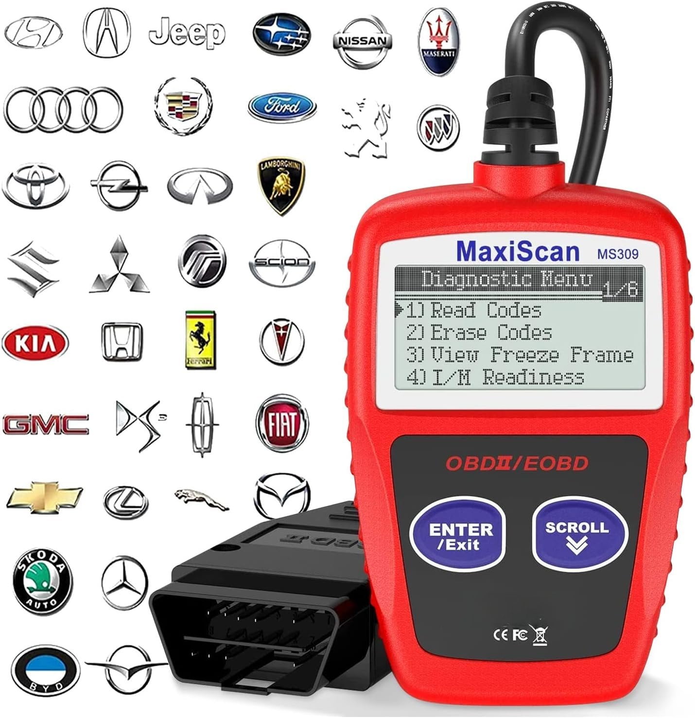 OBD2 Scanner MS309 Universal Engine Fault Code Reader, Check Engine ...
