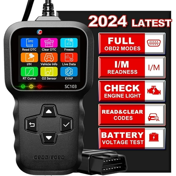 OBD2 Scanner, SC103 Code Reader Diagnose Check Engine Light Smog Check ...
