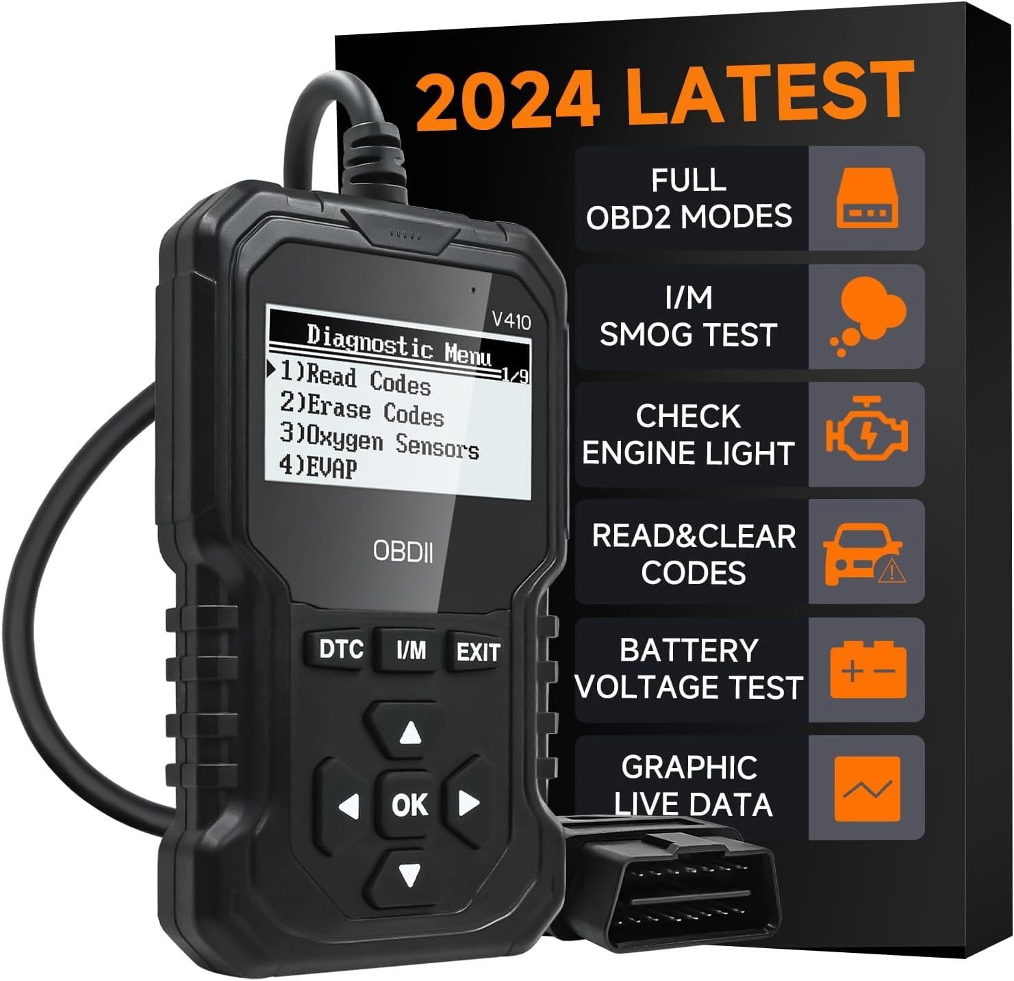 OBD2 Scanner, V410 Scanner Diagnostic Tool: Engine Fault Code Reader ...