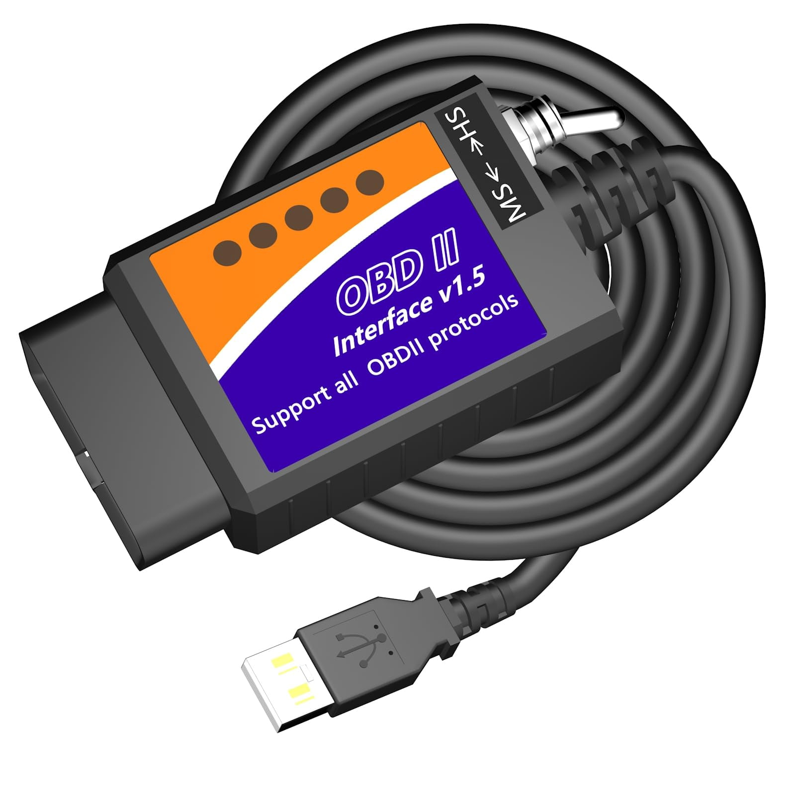 OBD2 to USB Cable ELM327 OBD2 Adapter Code Reader Scanner ELM 327 USB ...