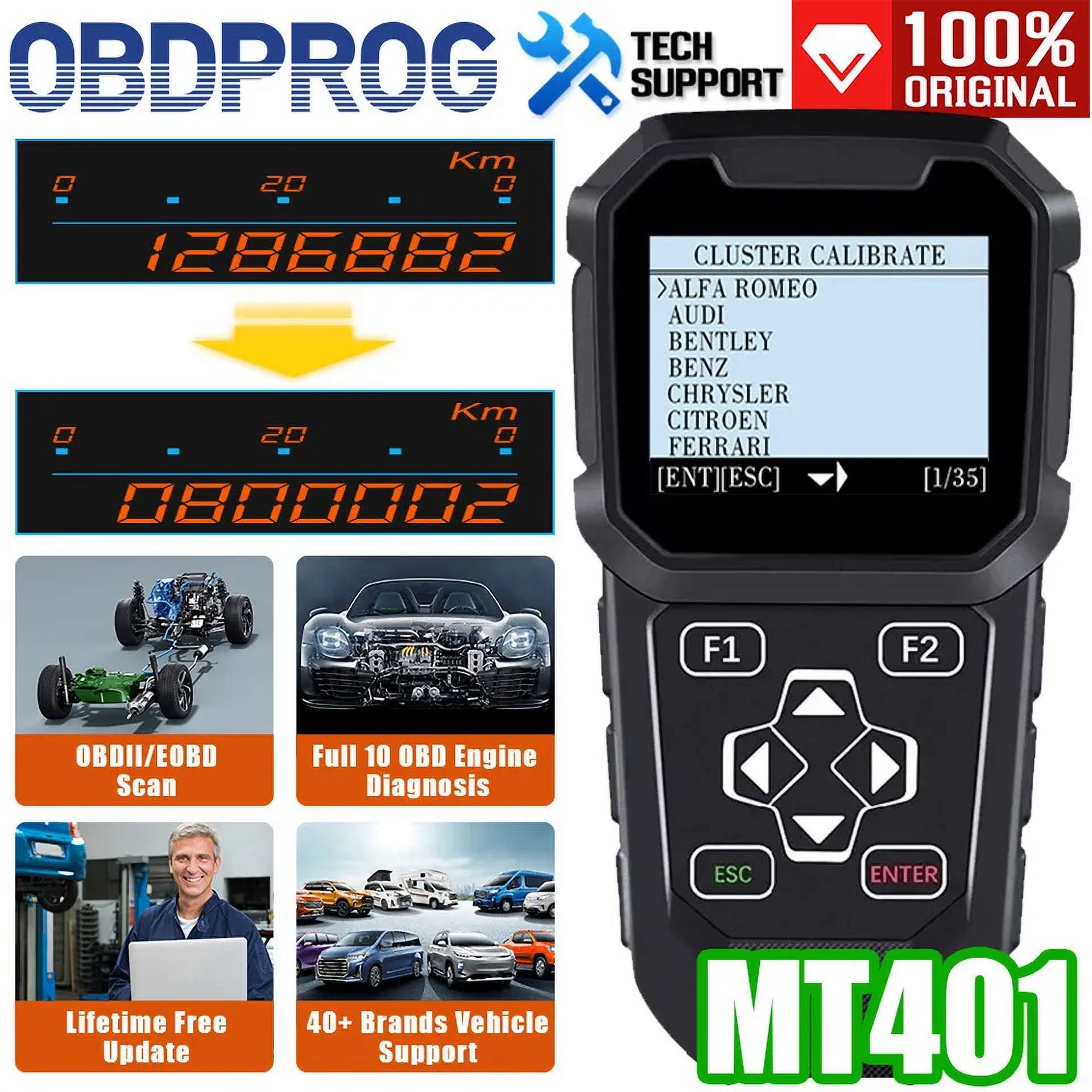 OBDPROG MT401 OBD Cluster Calibration Reset, Professional Car Scanner ...