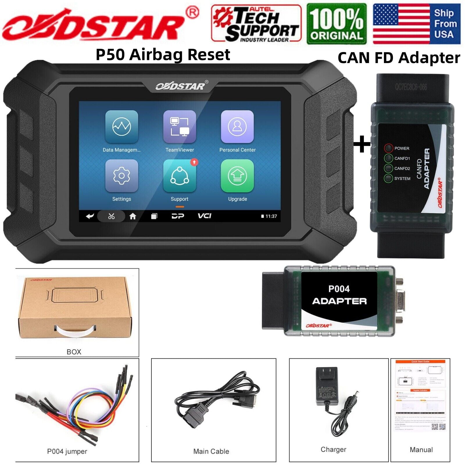 OBDSTAR P50 Airbag Reset Equipment + CAN FD Adapter Over 12700+ E/CU ...