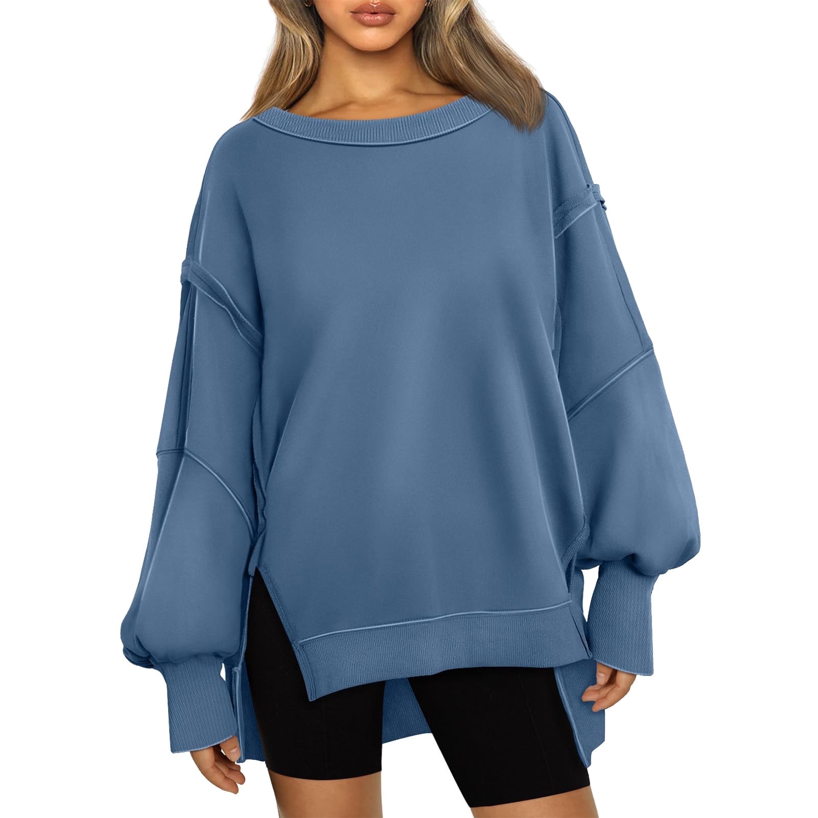 OBEEII Fall Winter Plus Size Tops for Women Long Sleeve Crewneck ...