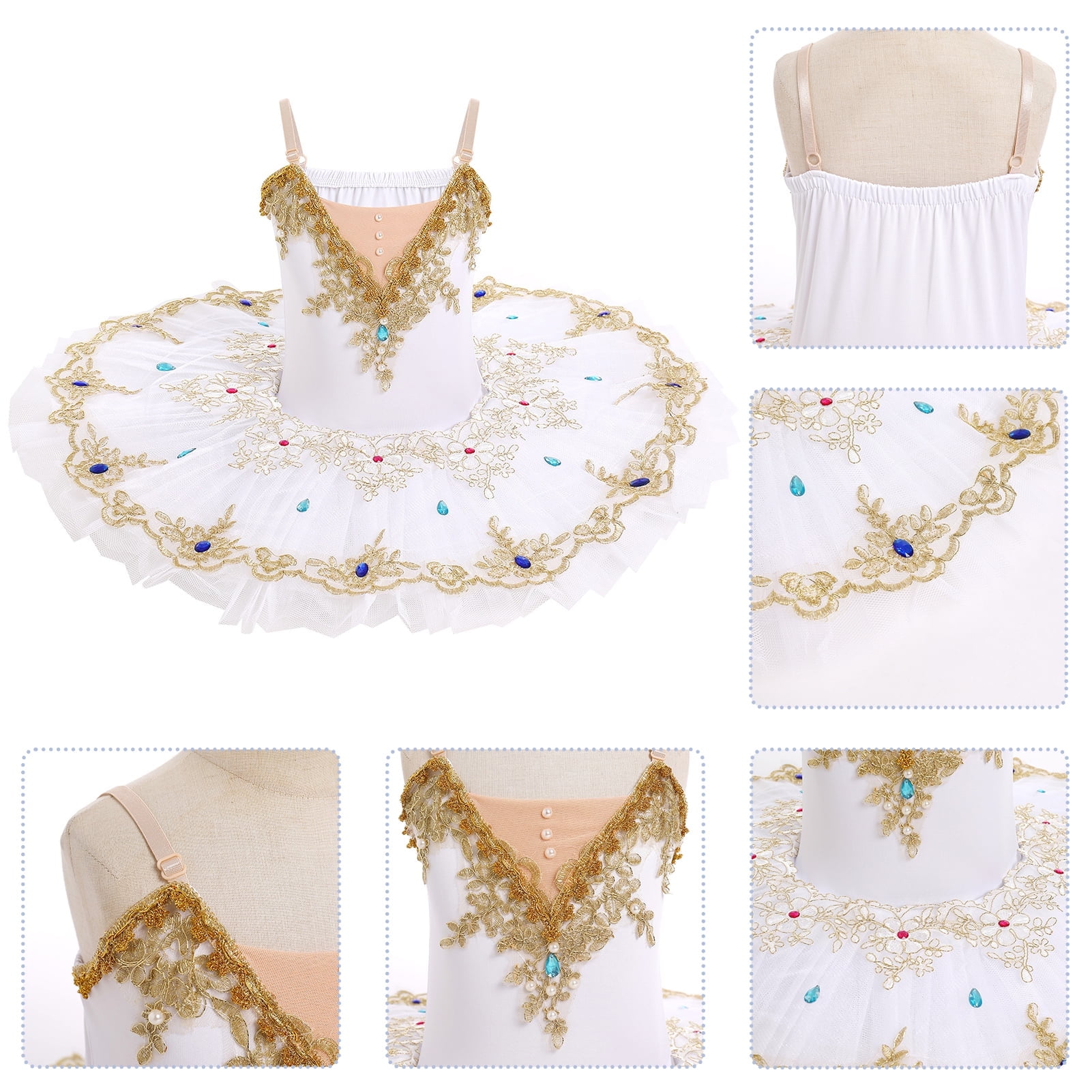 OBEEII Kids Girls Ballet Dance Dresses Tulle Tutu Skirts Sleeveless V ...