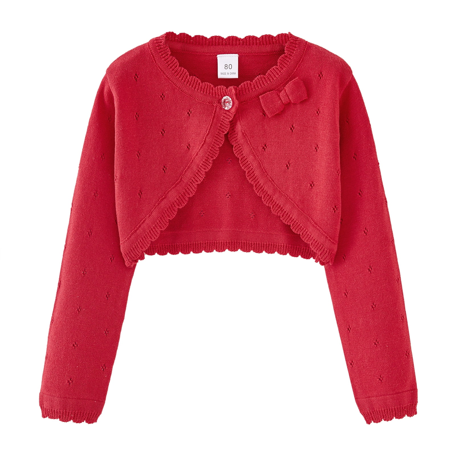 OBEEII Kids Girls Crochet One Button Cardigan Knitted Cropped Shawl ...