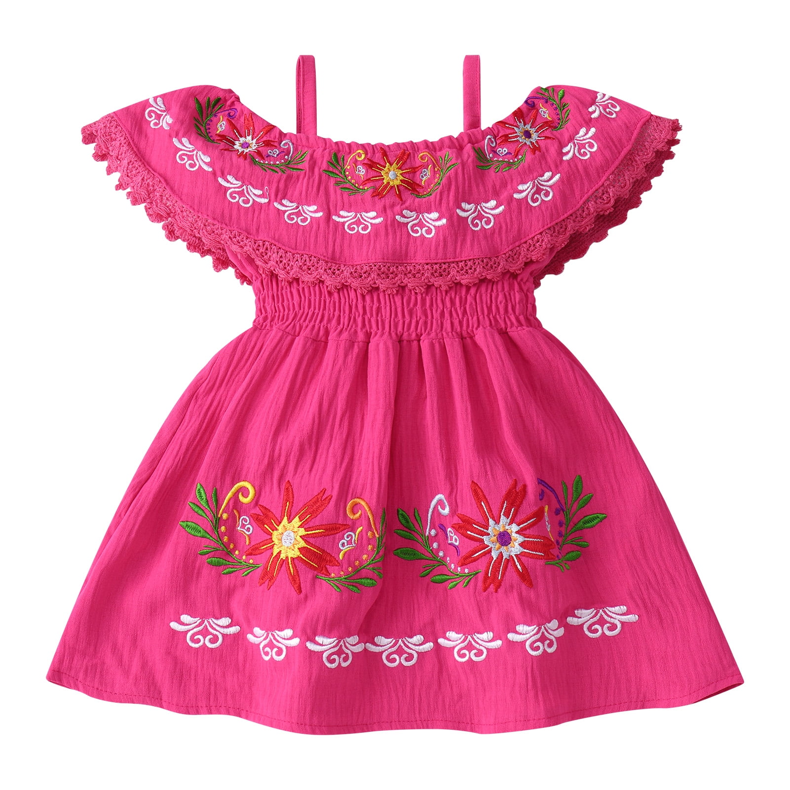 OBEEII Mexican Dress for Toddle Baby Kids Girls Off-shoulder Floral ...