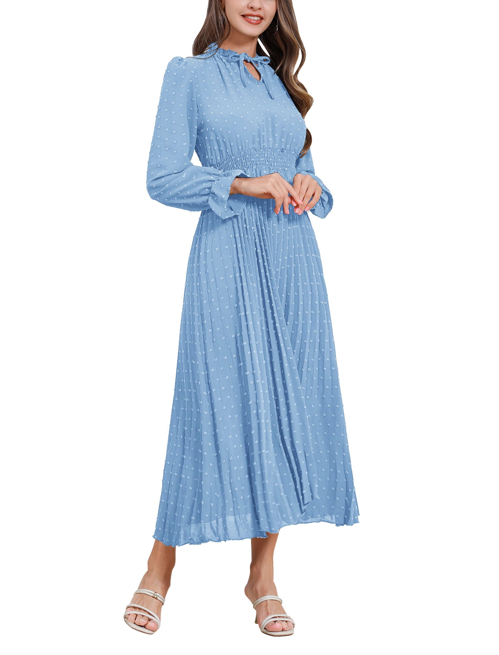 OBEEII Spring Summer Long Sleeve Dress for Women Boho Outdoor Sundress ...