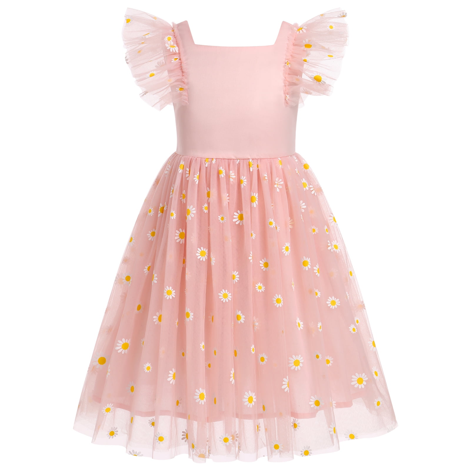 OBEEII Toddle Wedding Flower Girls Dress Flutter Sleeve Princess Dress ...